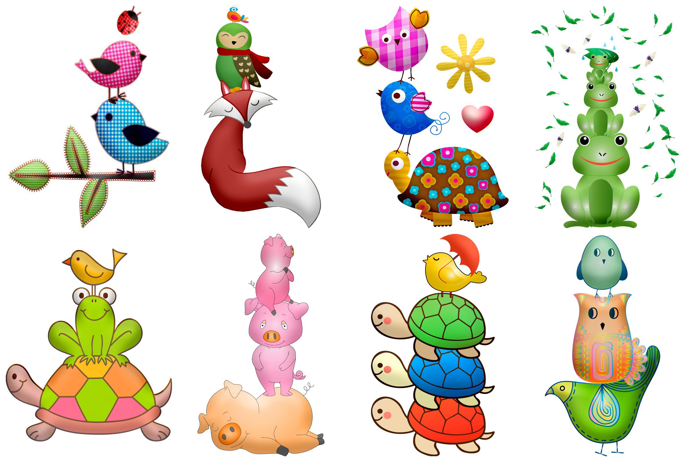 Animals Towers Clip Art (555895) | Illustrations | Design Bundles