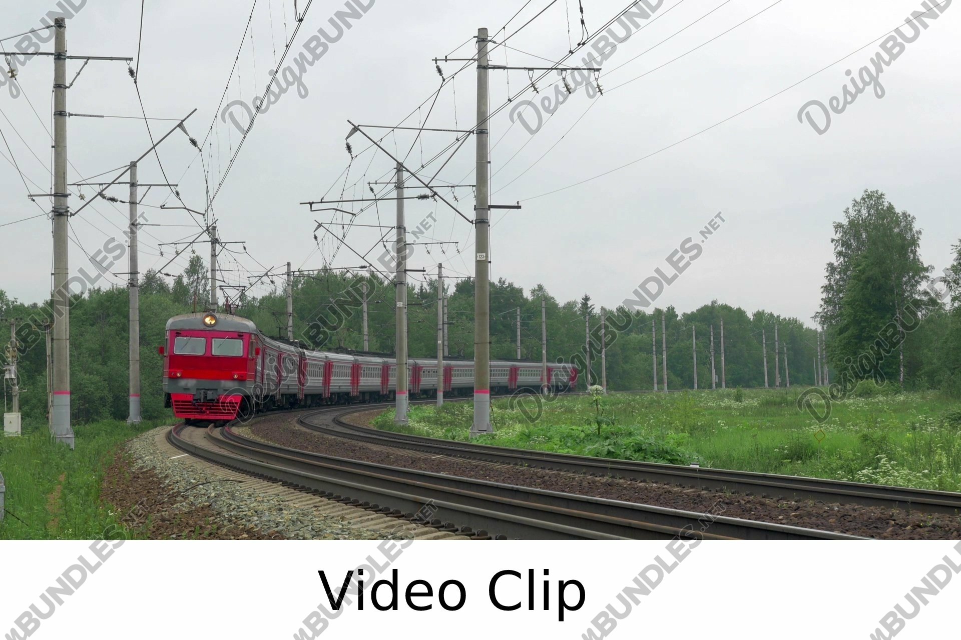 Video: Train Moves Towards On Railroad Turn