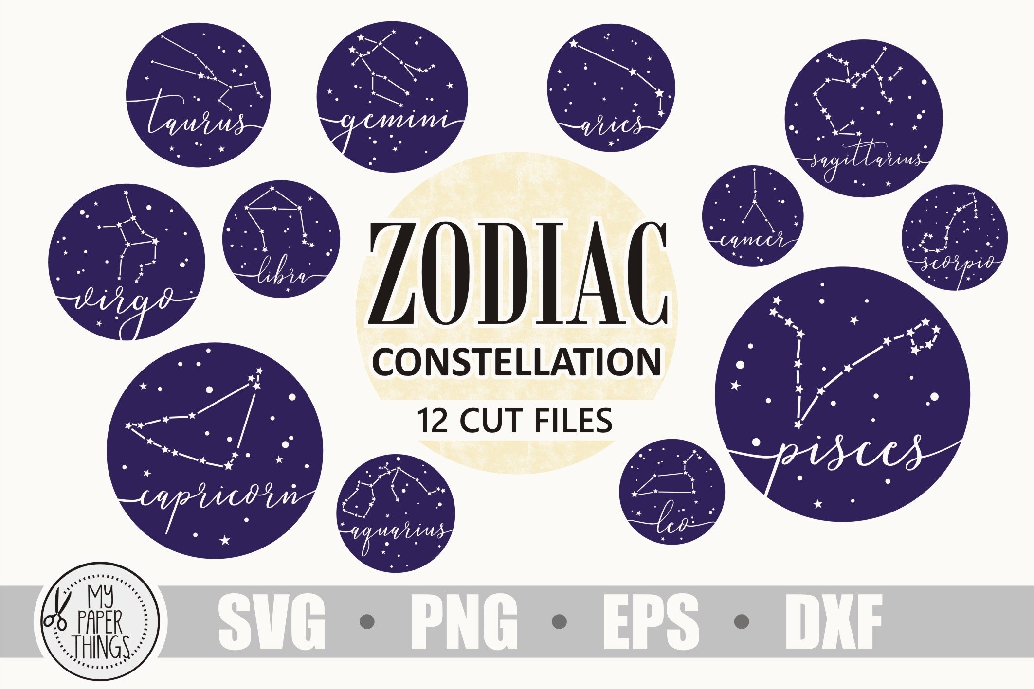Zodiac constellation svg bundle, Birthday svg, (530701)