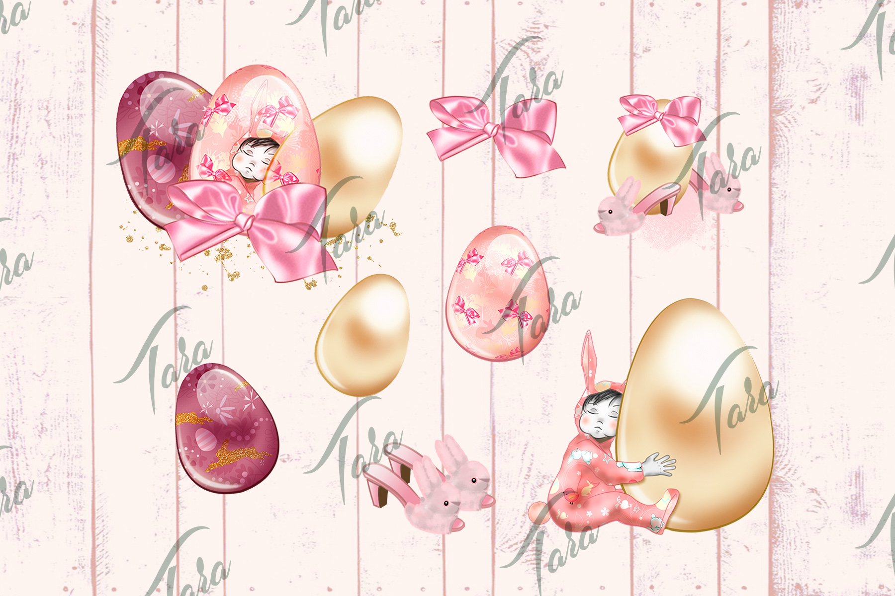 Easter Cute Baby Girl Clipart (431495) | Decorations | Design Bundles