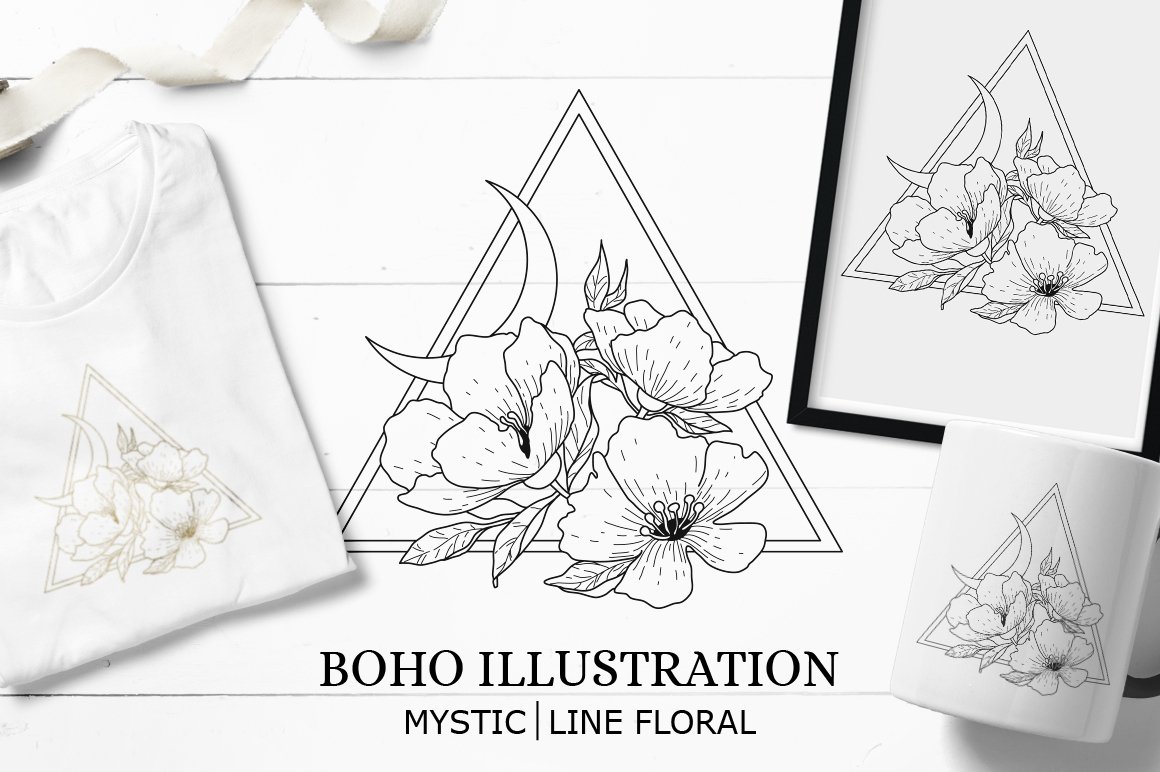 Flowers Line art| esoteric symbol