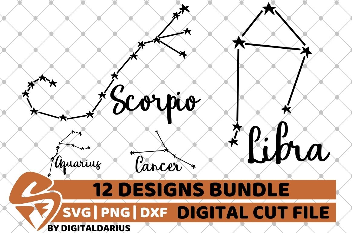 12x Zodiac Sign Bundle svg, Astrology svg, constellation svg (435224 ...