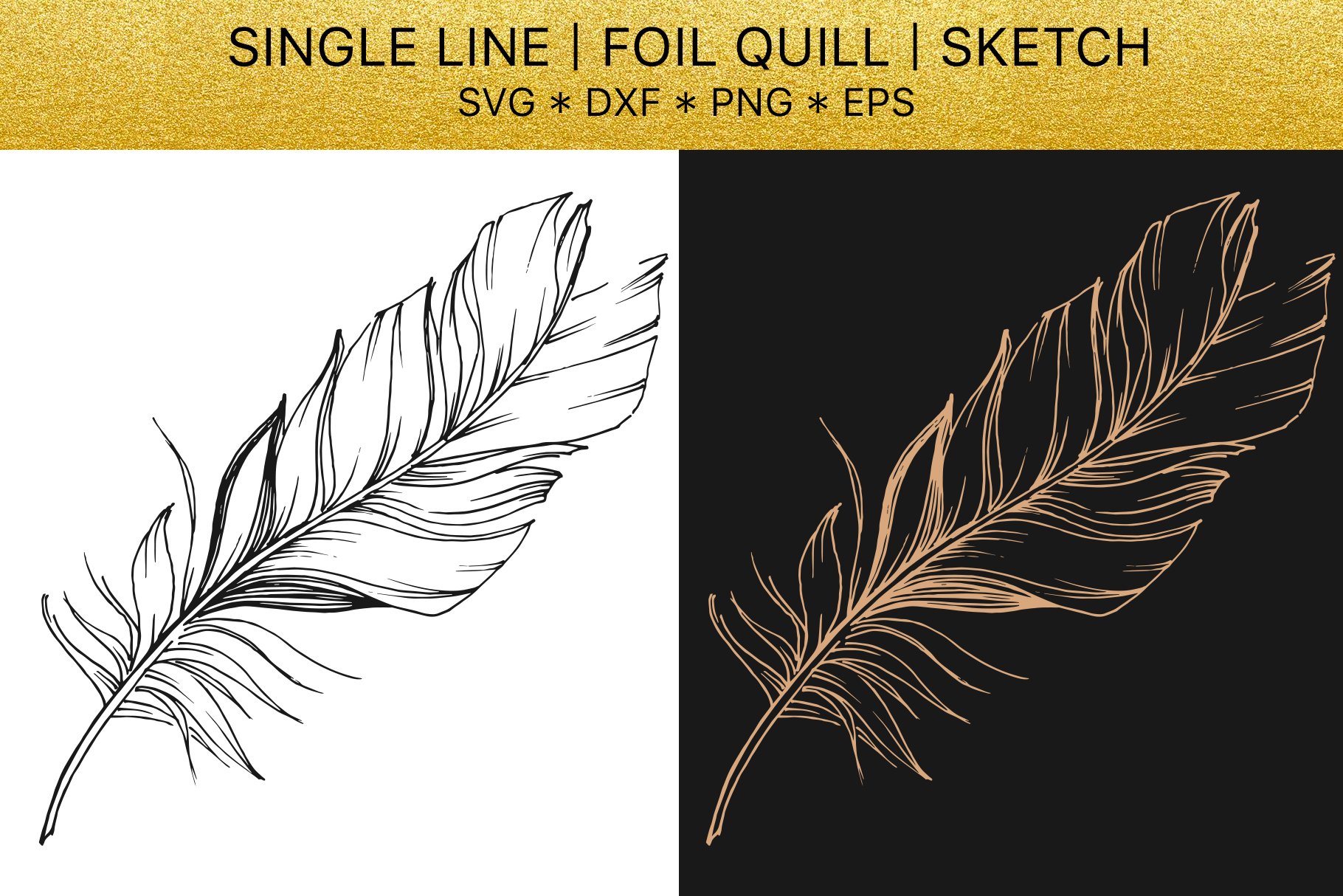 Foil quill svg Feathers golden monogram (283710) | SVGs | Design Bundles