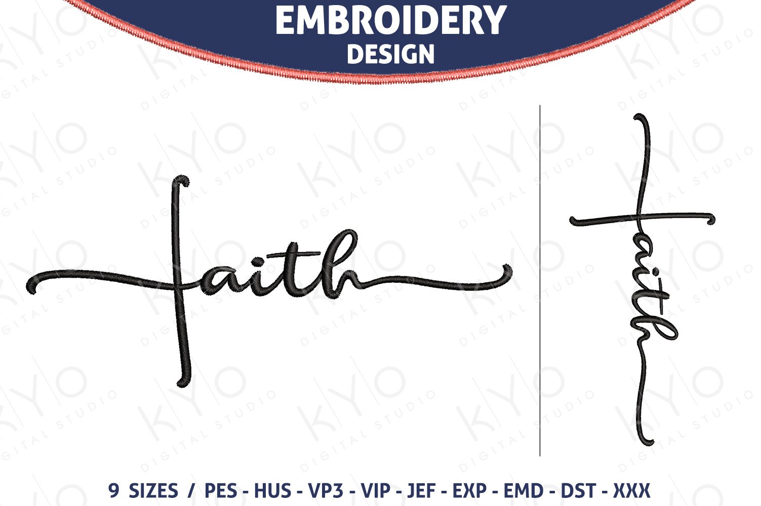 Faith cross embroidery design files (798636) | Designs | Design Bundles
