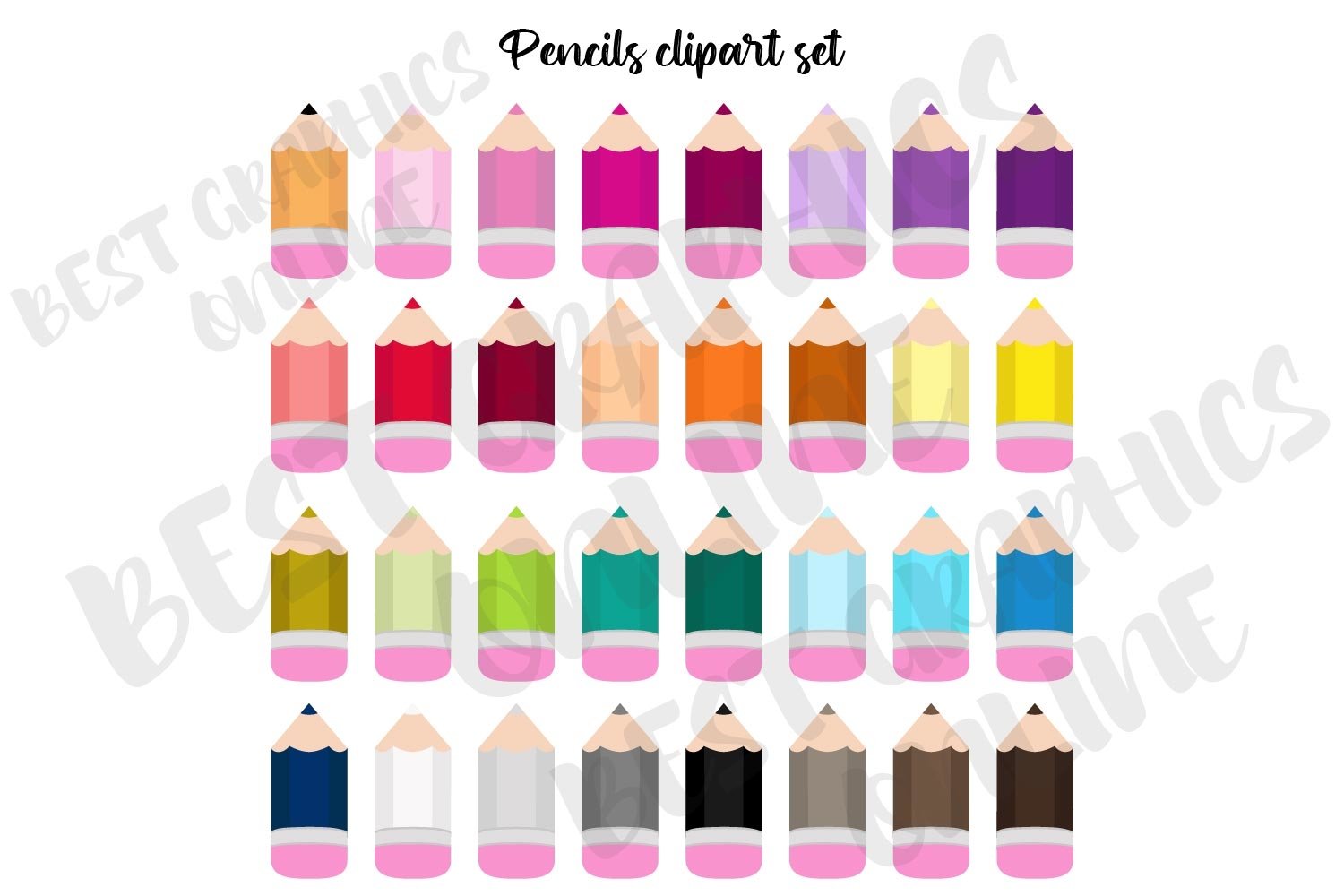 Pencil Clipart, Digital Pencils, Back to School Clipart set (807628 ...
