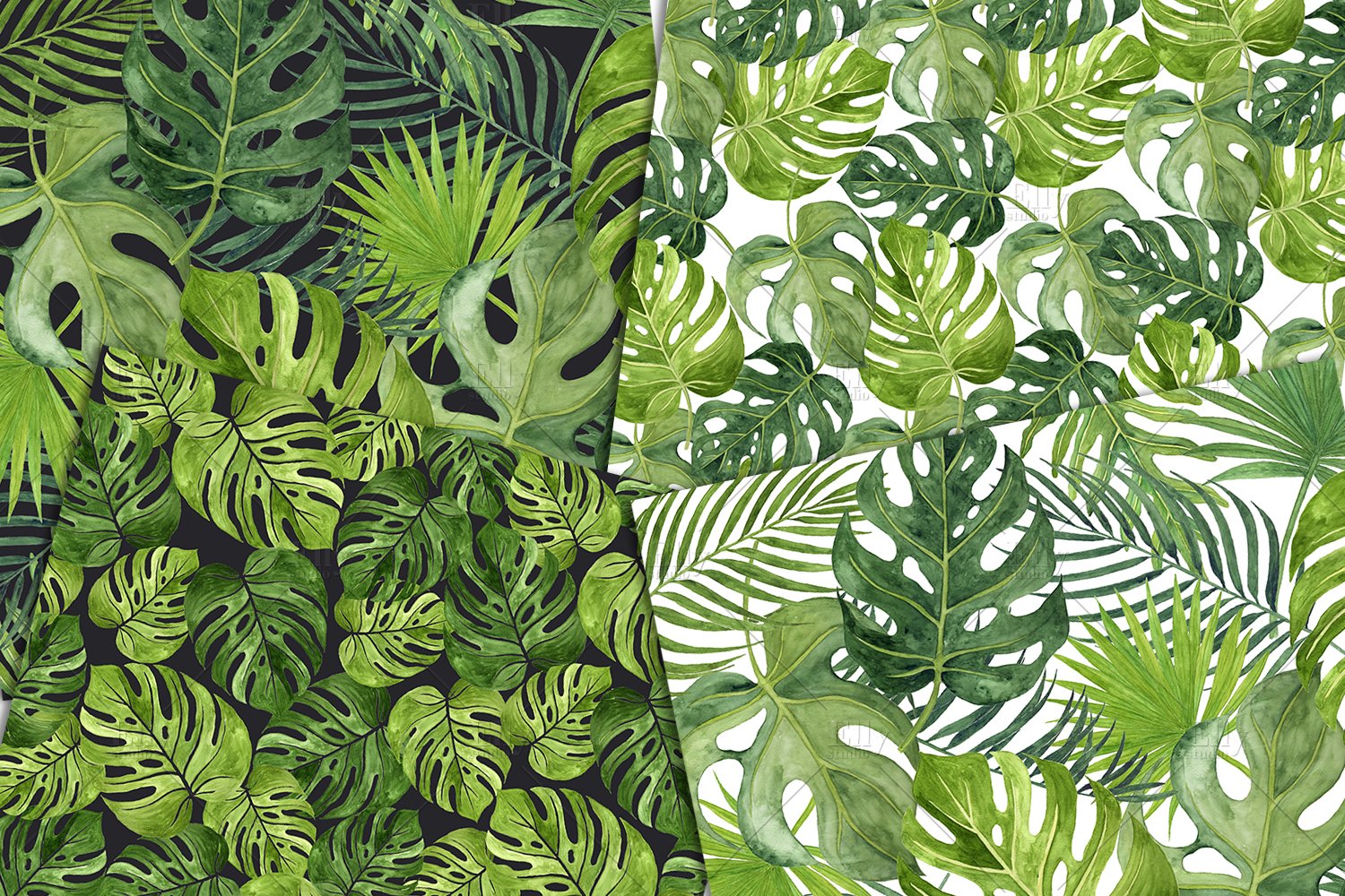 Tropical leaves digital paper (94575) | Backgrounds | Design Bundles