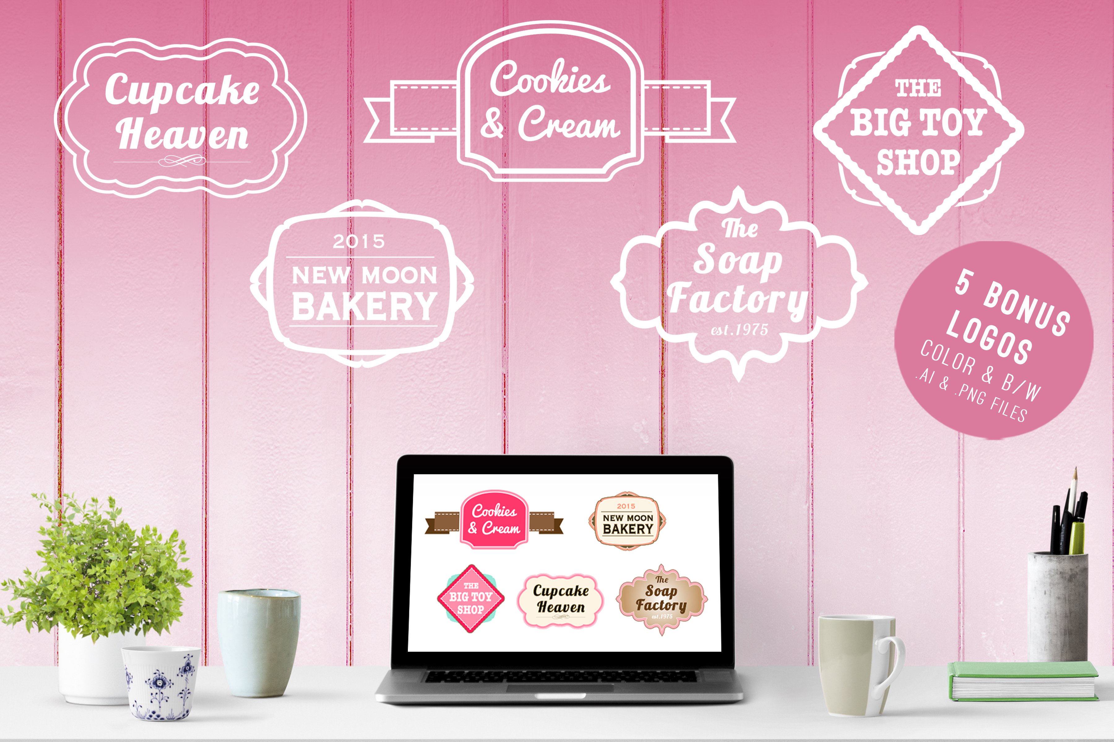 branding kit with pink backgrounds, pink mockups (74678) | Backgrounds ...