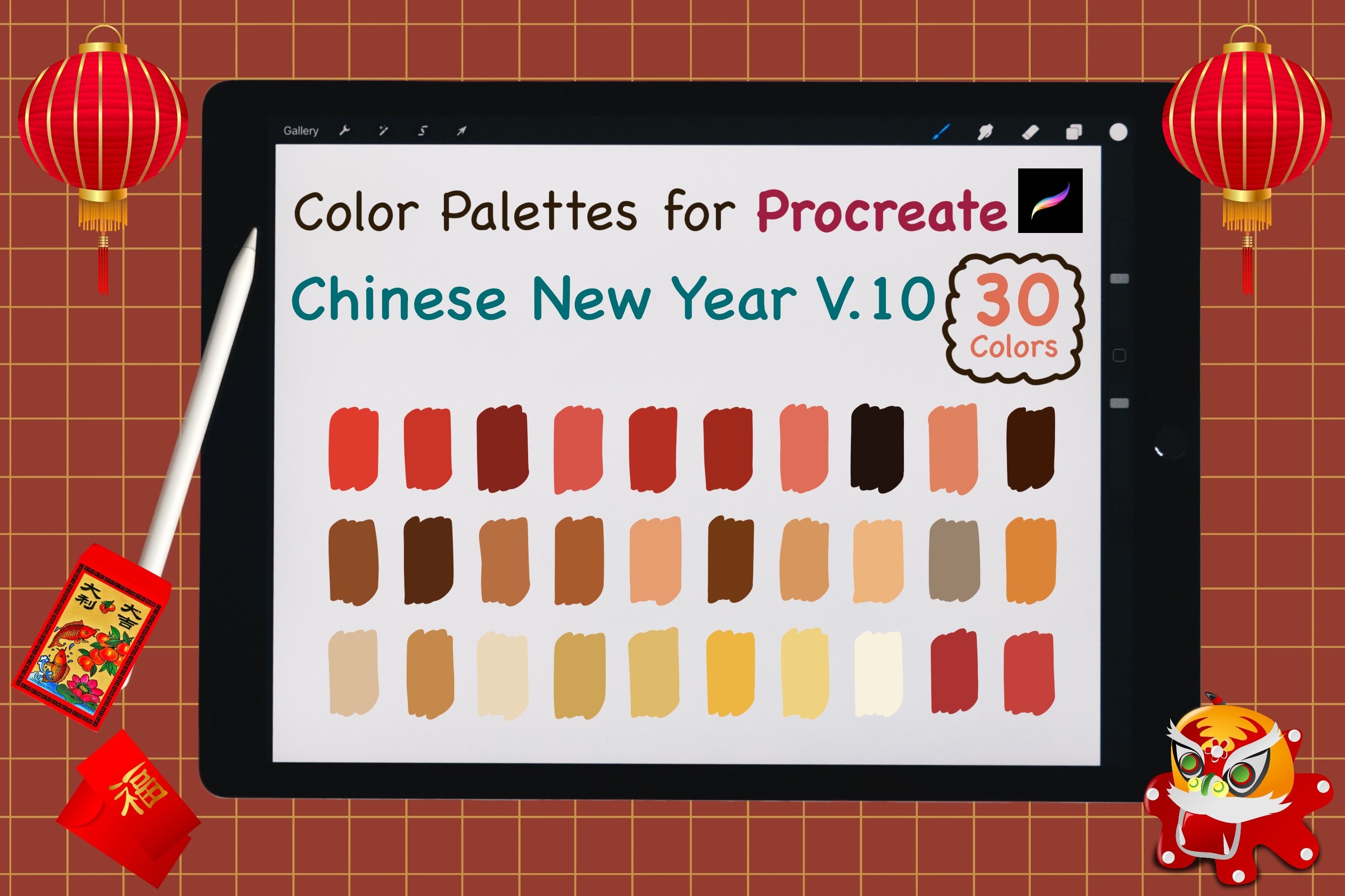 Color Palettes set for Procreate - Chinese New Year V10 (1107087 ...