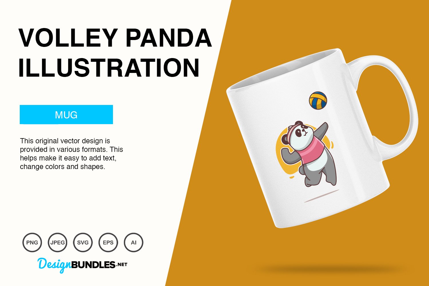 Volley Panda Vector Illustration
