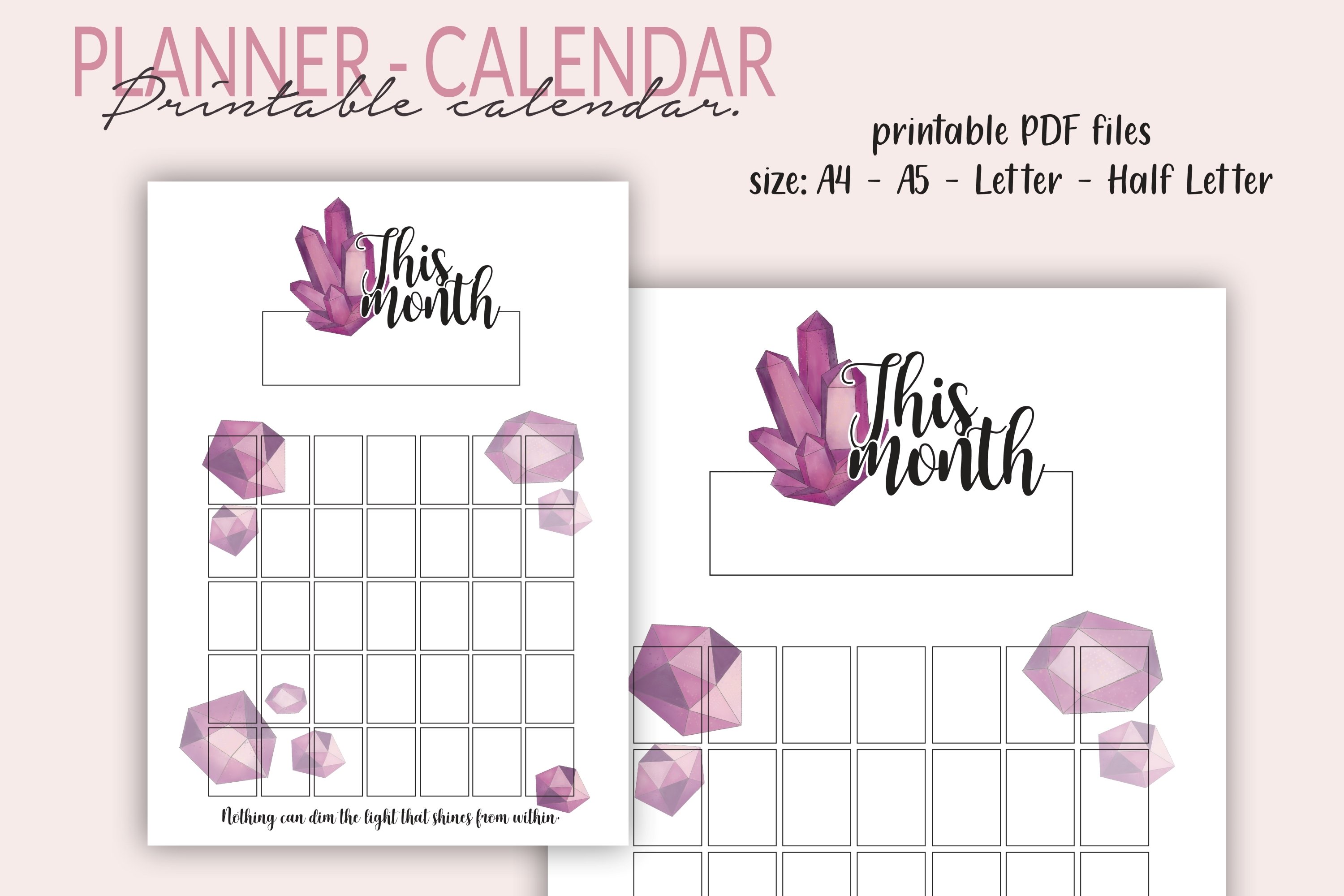 Printable Calendar, Crystal Planner, Undated Calendar - PDF (570933 ...
