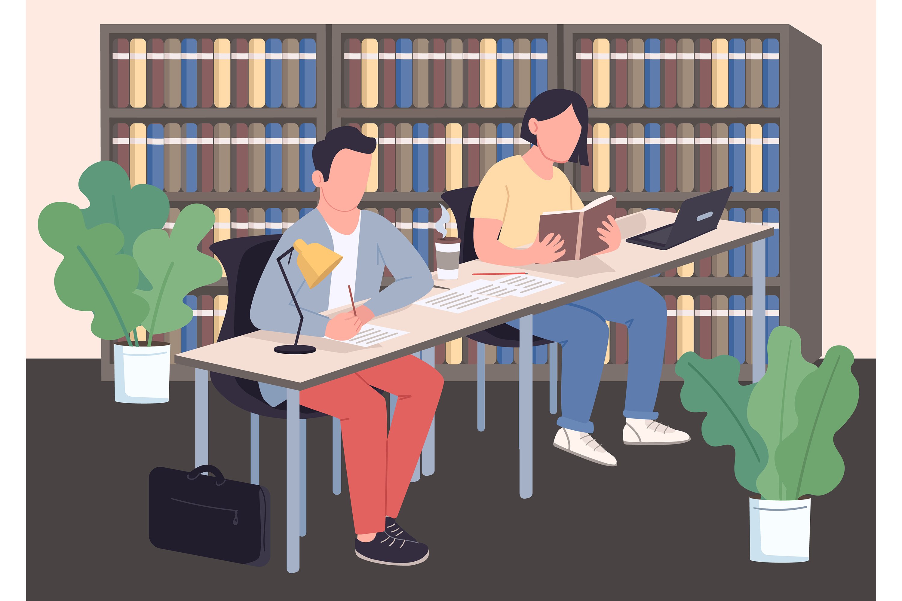 Classroom, library flat color vector illustration (857870 ...