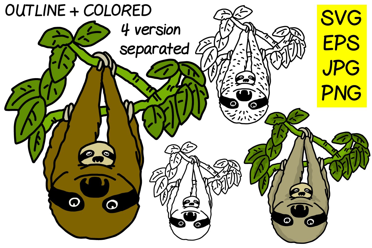 Bundle Sloth with Child JPG PNG SVG EPS (193596) | Illustrations ...