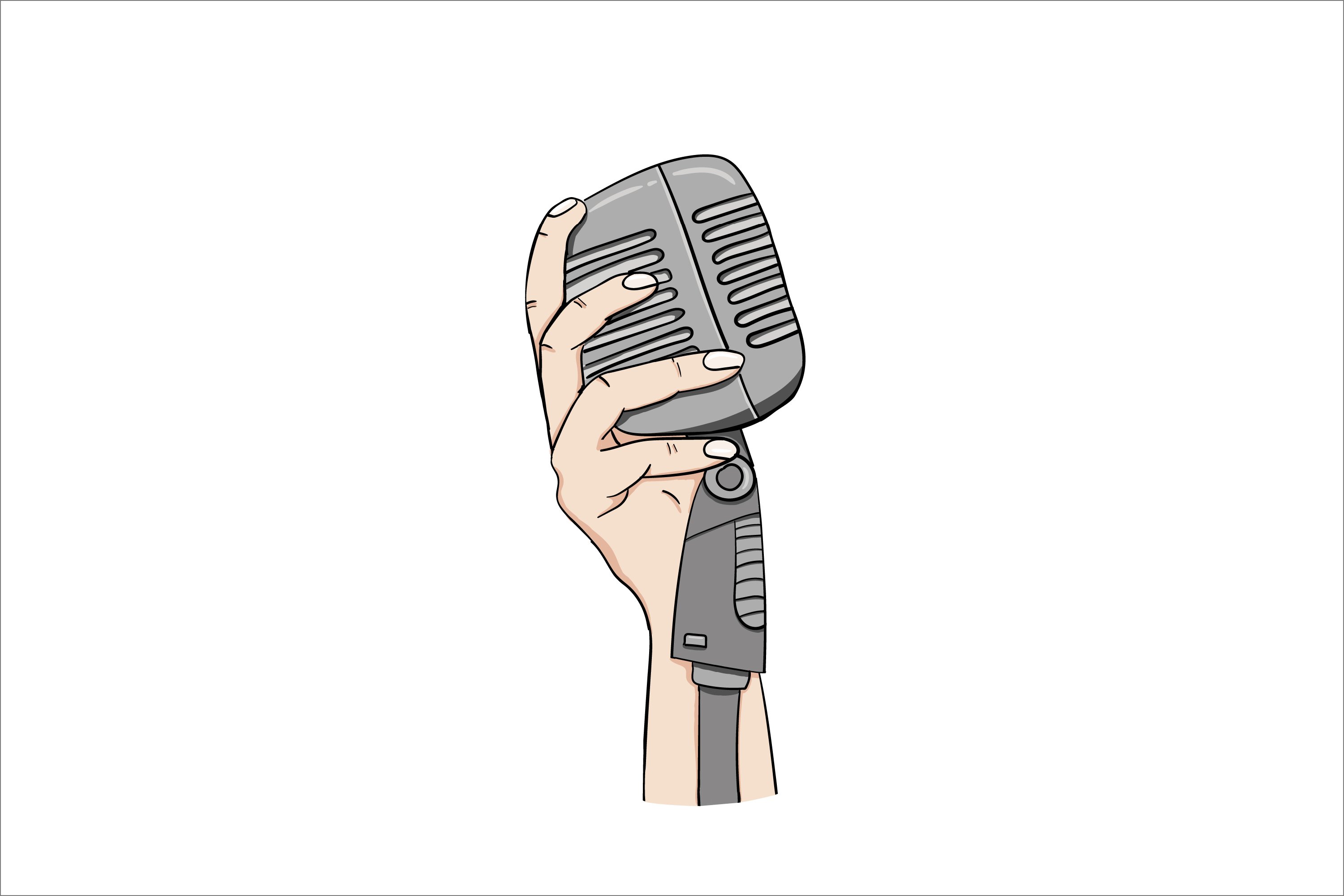 illustration of a hand holding a microphone (1289490) | Illustrations ...