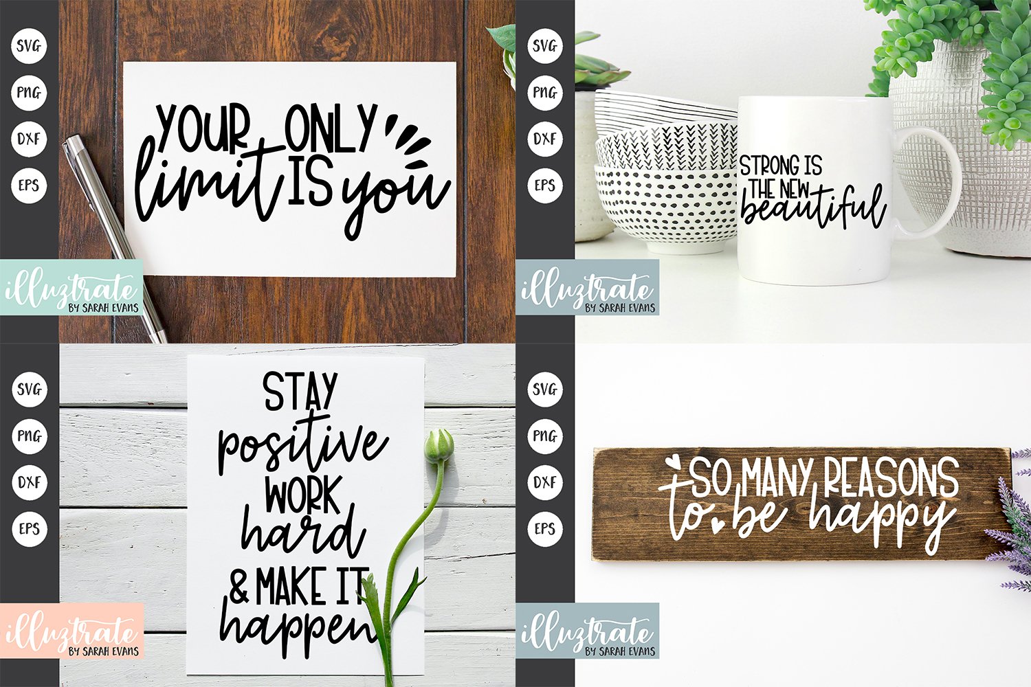 Positive Quote SVG Cut File Bundle | Positivity SVG Bundle (1265743 ...