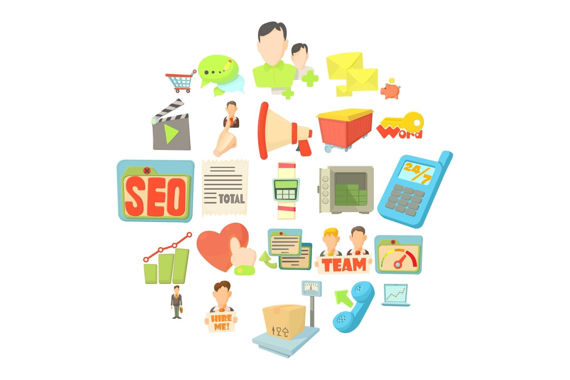 Treasury icons set, cartoon style (505770) | Icons | Design Bundles