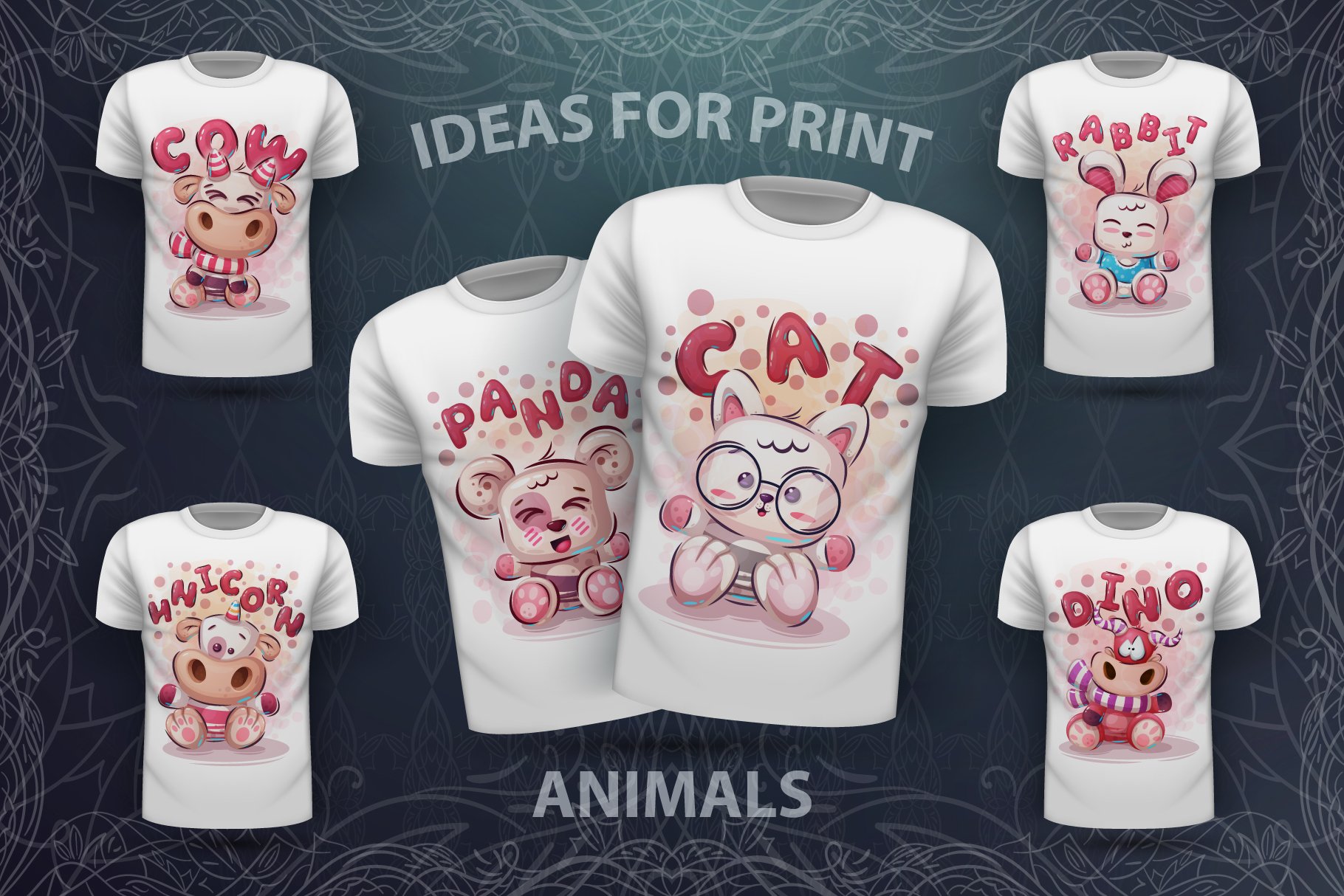 Set cute animals - for print t-shirt (345930) | Illustrations | Design ...