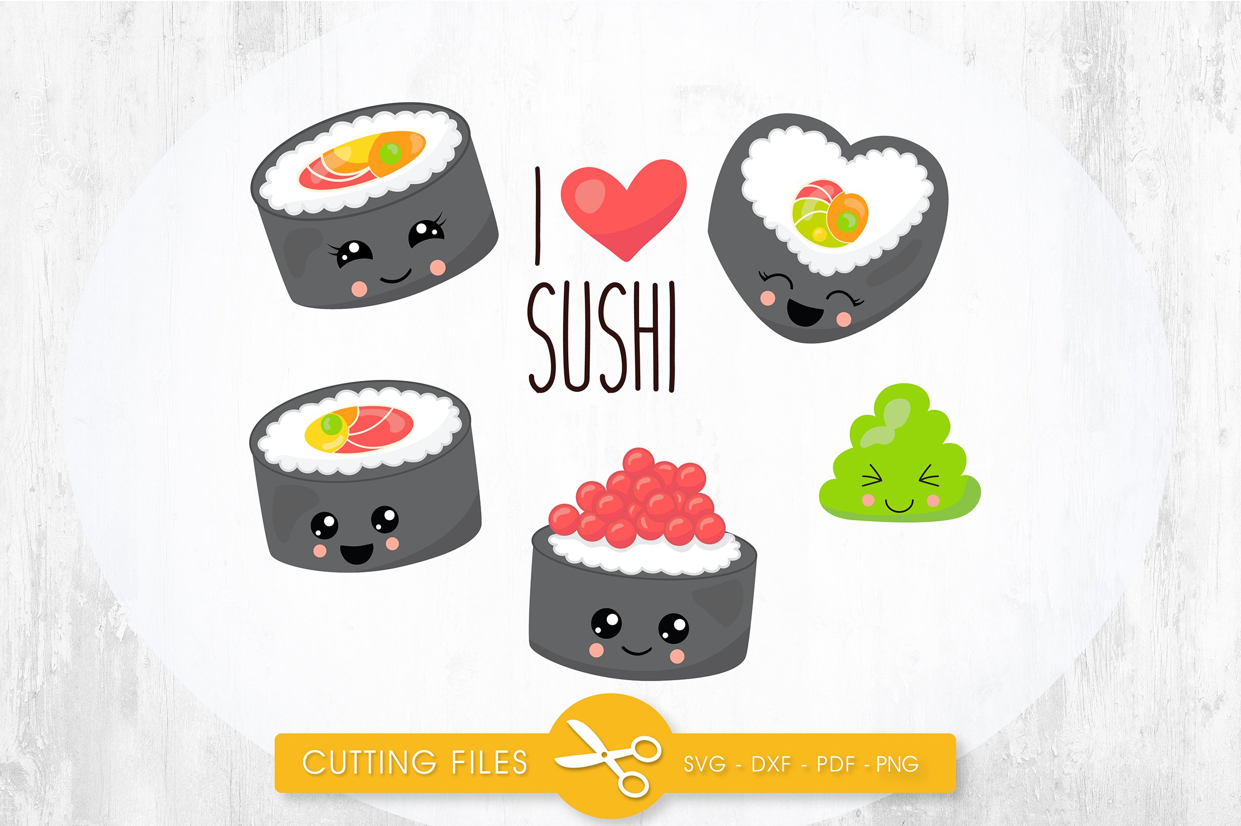 I Love Sushi cutting files svg, dxf, pdf, eps included - cut files for ...