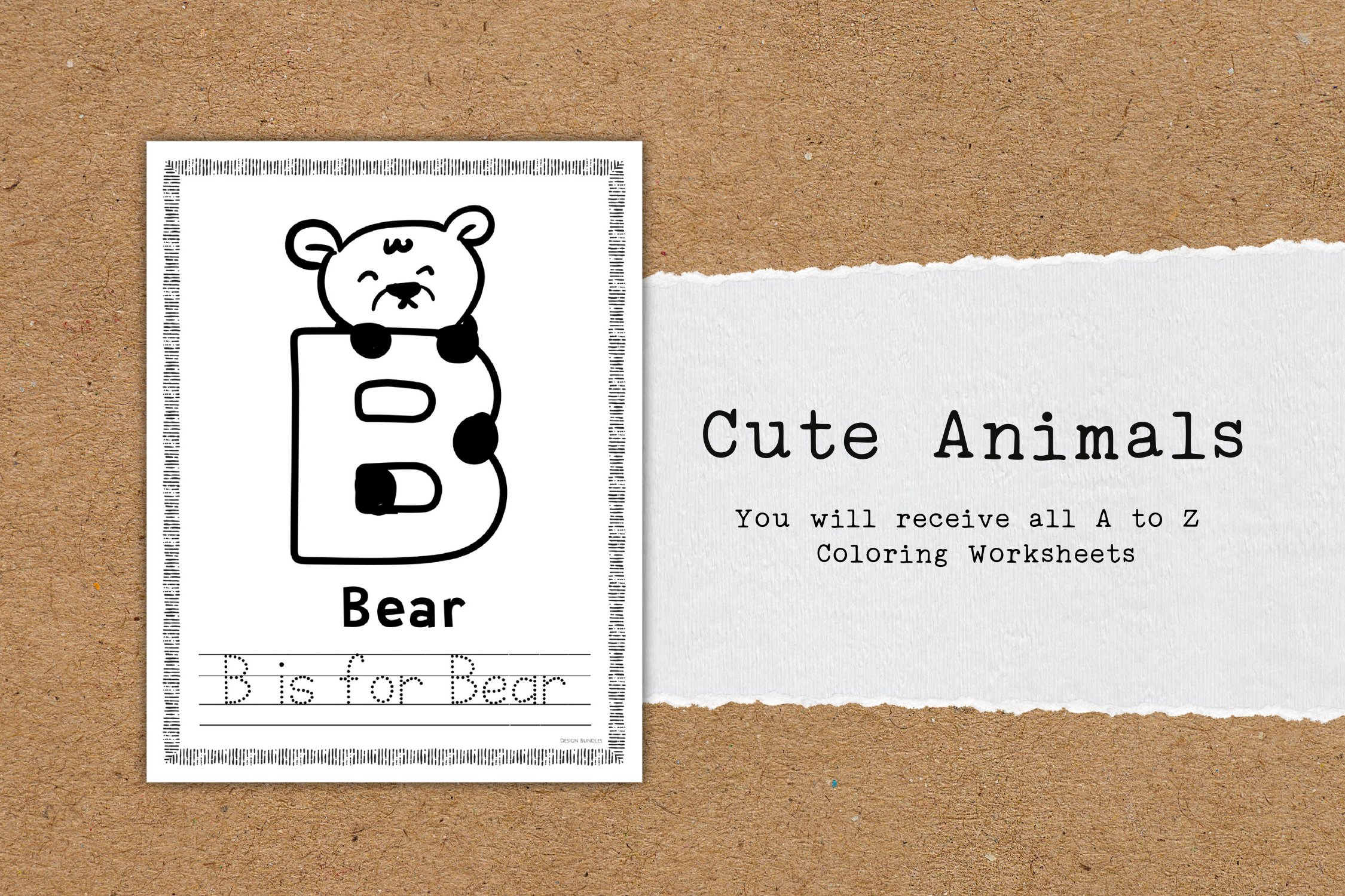 Alphabet Animals Coloring Educational Worksheets