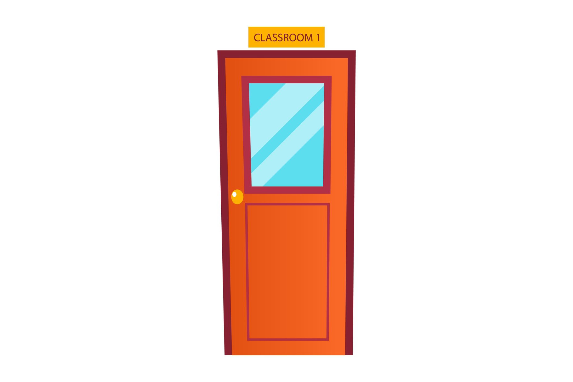 Classroom Door Vector. Classic School Entrance. Wooden With (643800 ...