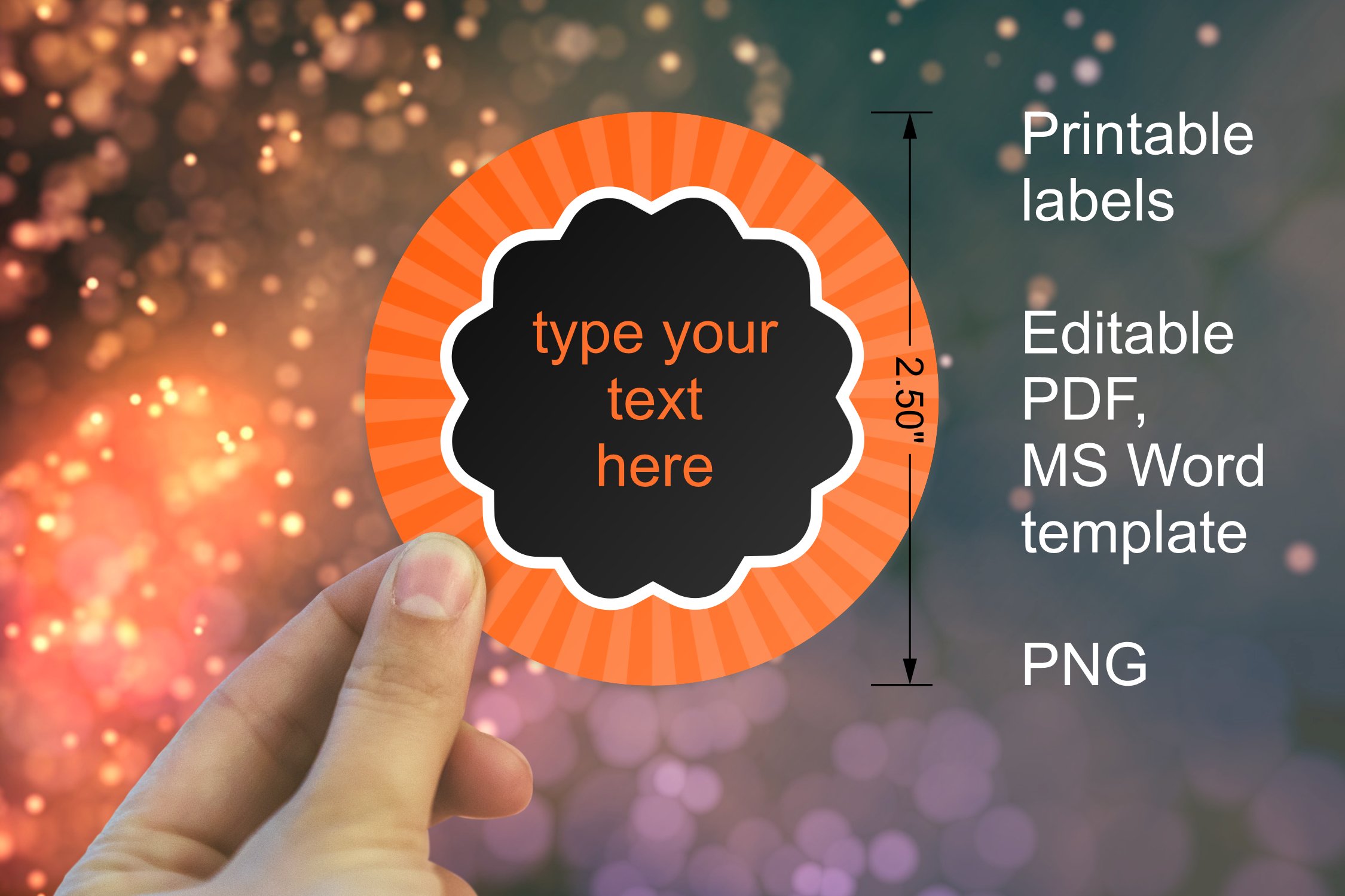 Halloween Colors Round Labels 2.5 in for A4 and US Letter