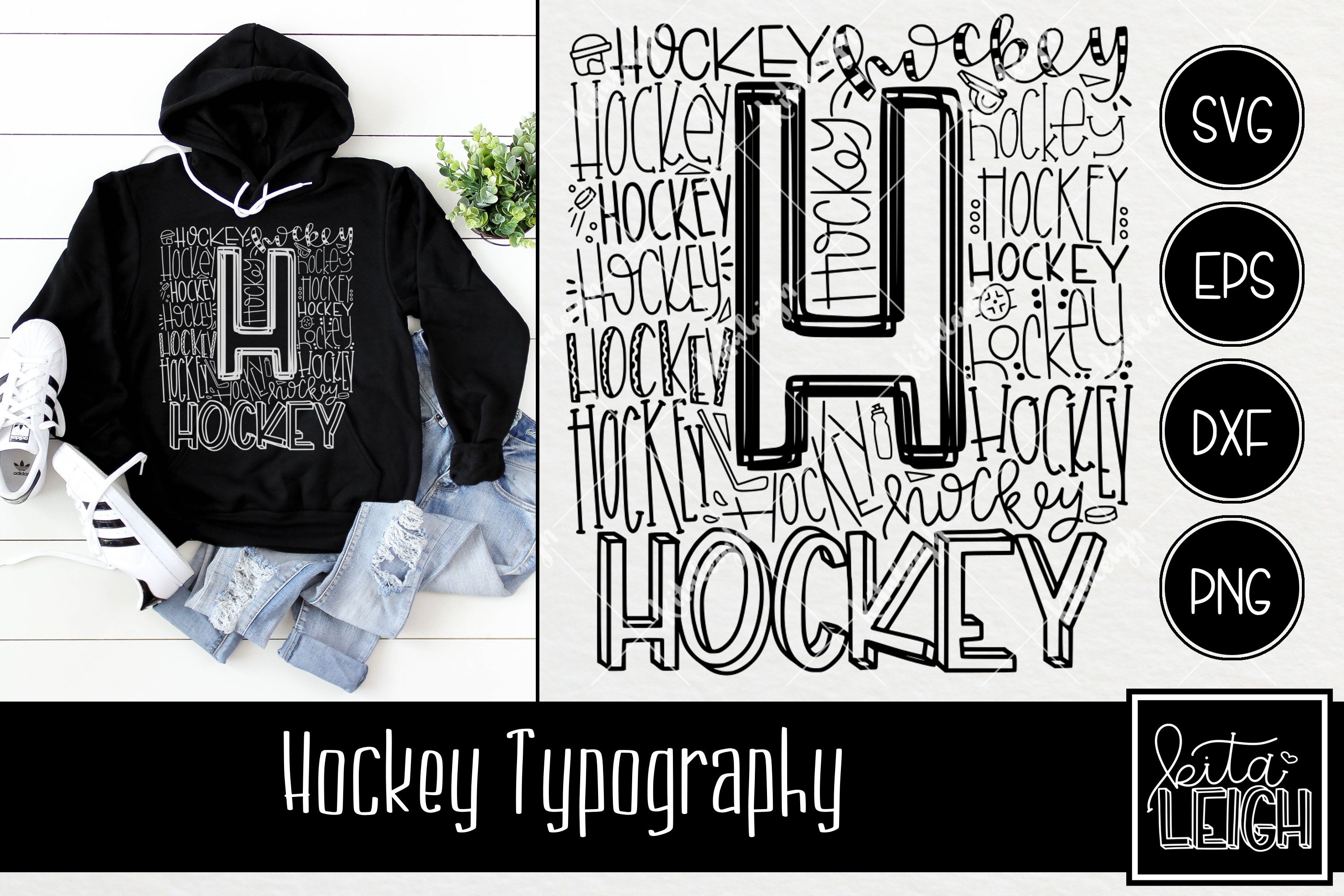 Hockey Typography (123600) | Hand Lettered | Design Bundles