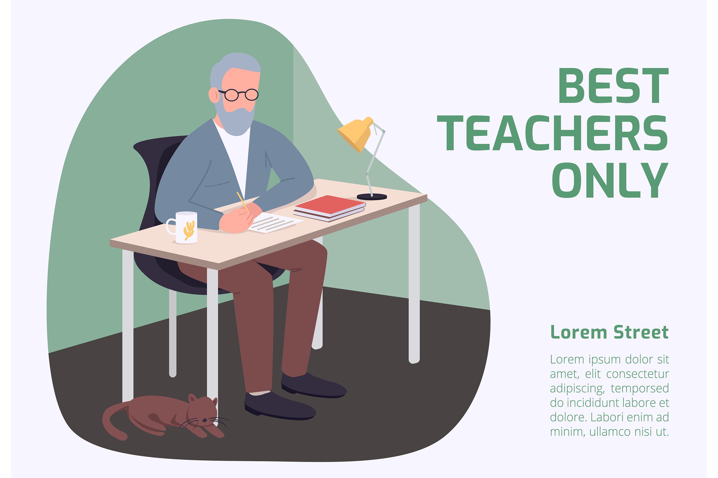 Best teachers only banner flat vector template (855665) | Illustrations ...