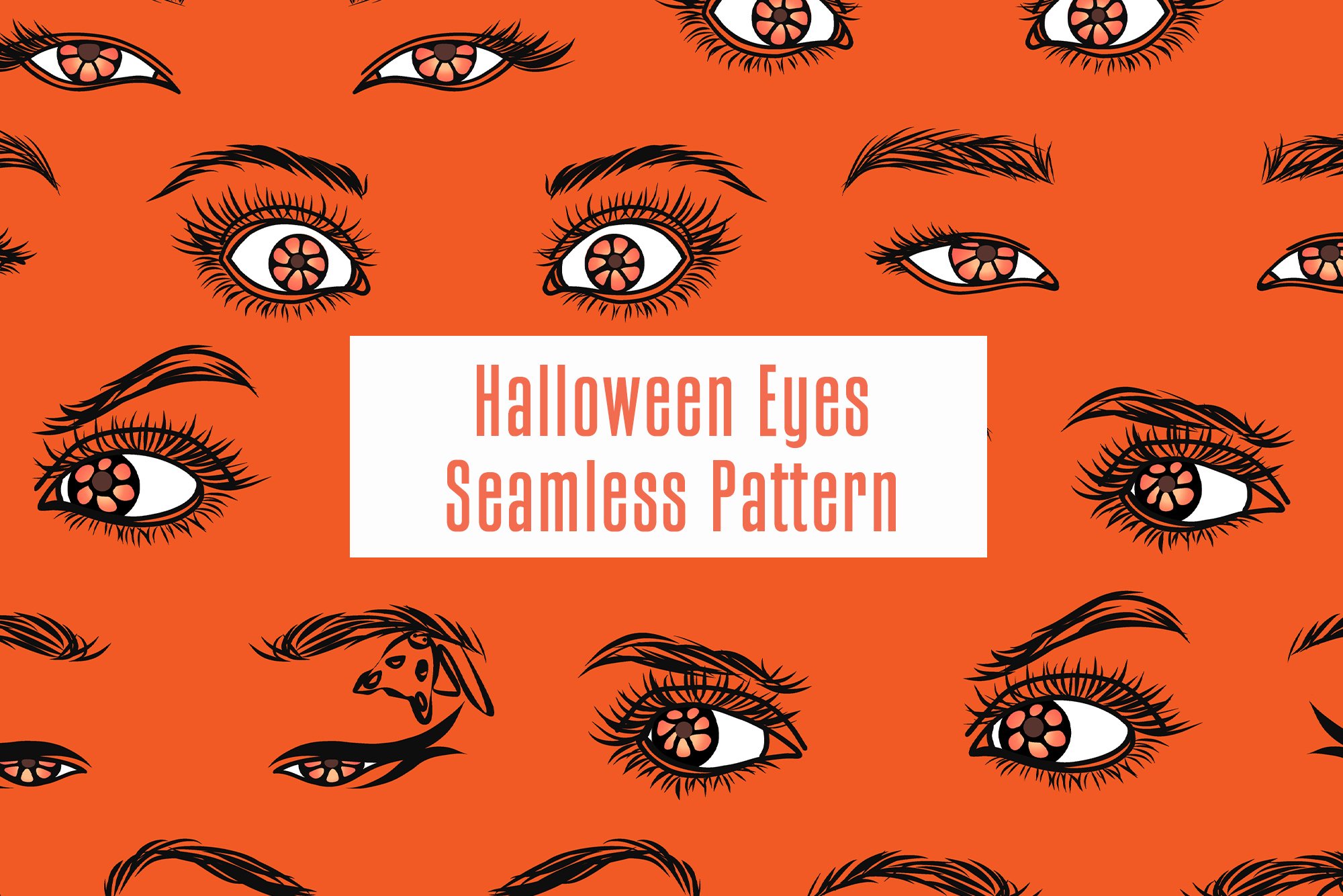 Halloween Witch Eyes Seamless Vector Pattern Pumpkin Color (844819 ...