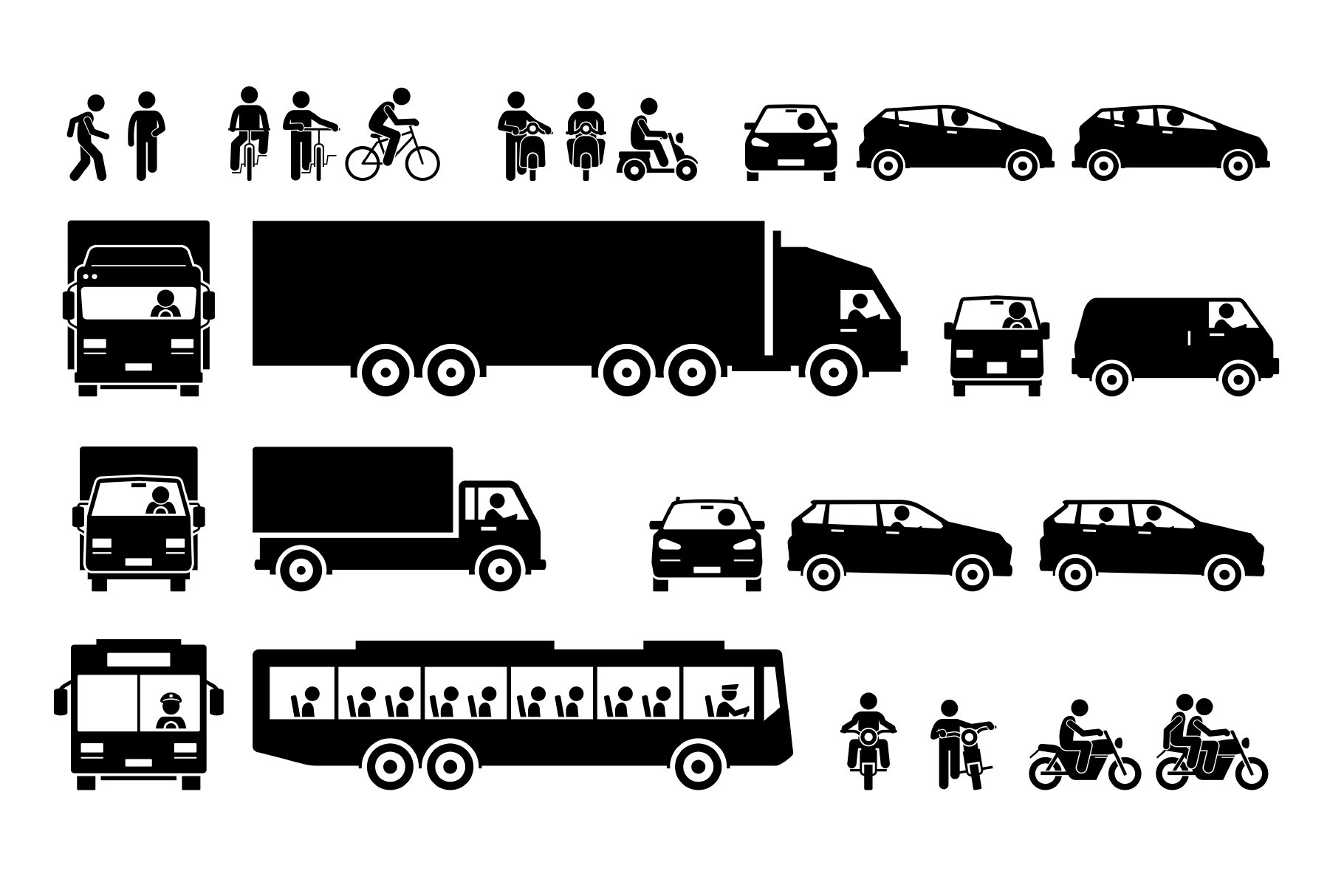 Road Vehicle Public Transportation Transport Motorist Icons (732565 ...