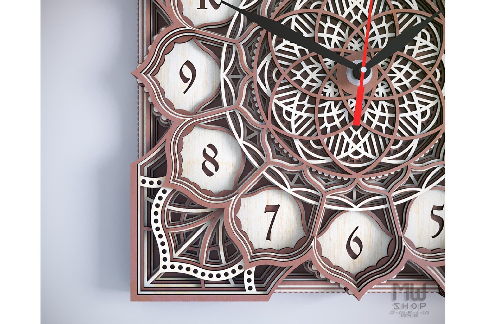 C02 - Laser Cut Wall Clock DXF, Mandala Clock, Wooden Clock (654347 ...