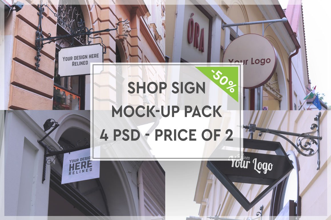 Shop Sign Mock-up Pack #1 (55520) | Mockups | Design Bundles