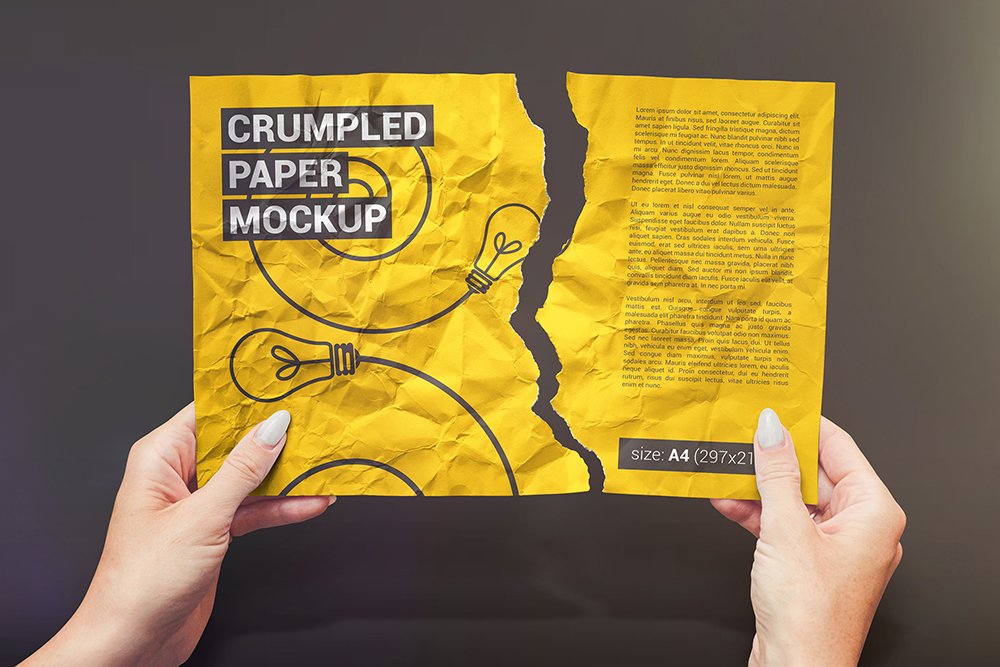 Crumpled A4 Paper / Poster / Flyer Mockup (290877) | Products | Design ...