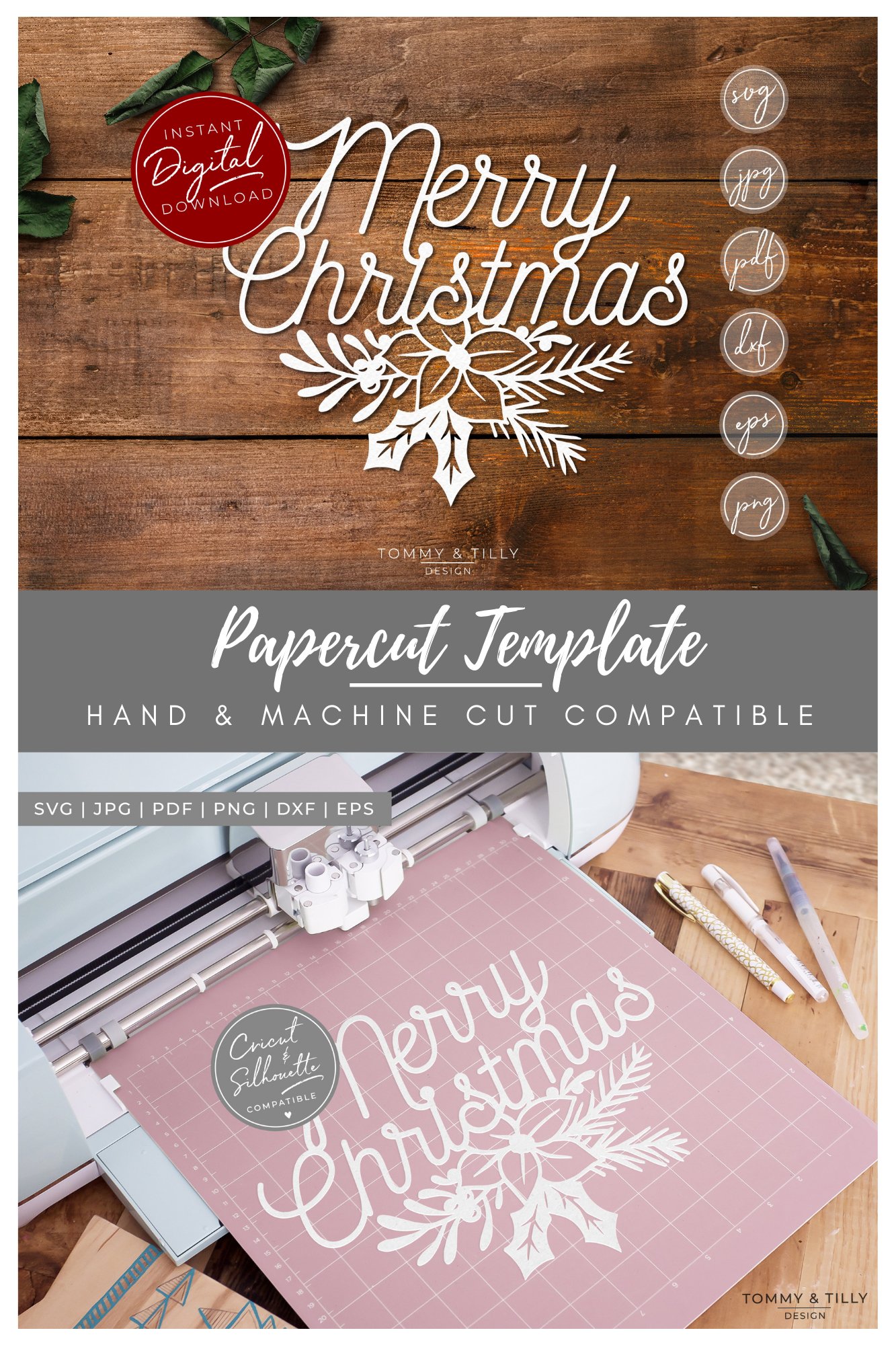 Merry Christmas - SVG EPS DXF PNG PDF JPG Cut File (372060) | SVGs ...