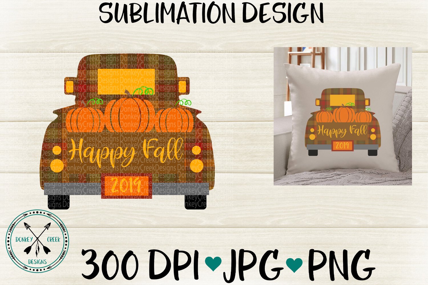 Happy Fall Truck Sublimation Design (289911) | Sublimation | Design Bundles