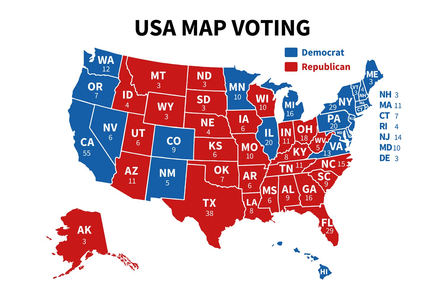Usa map voting. Presidential election map each state america (936761 ...
