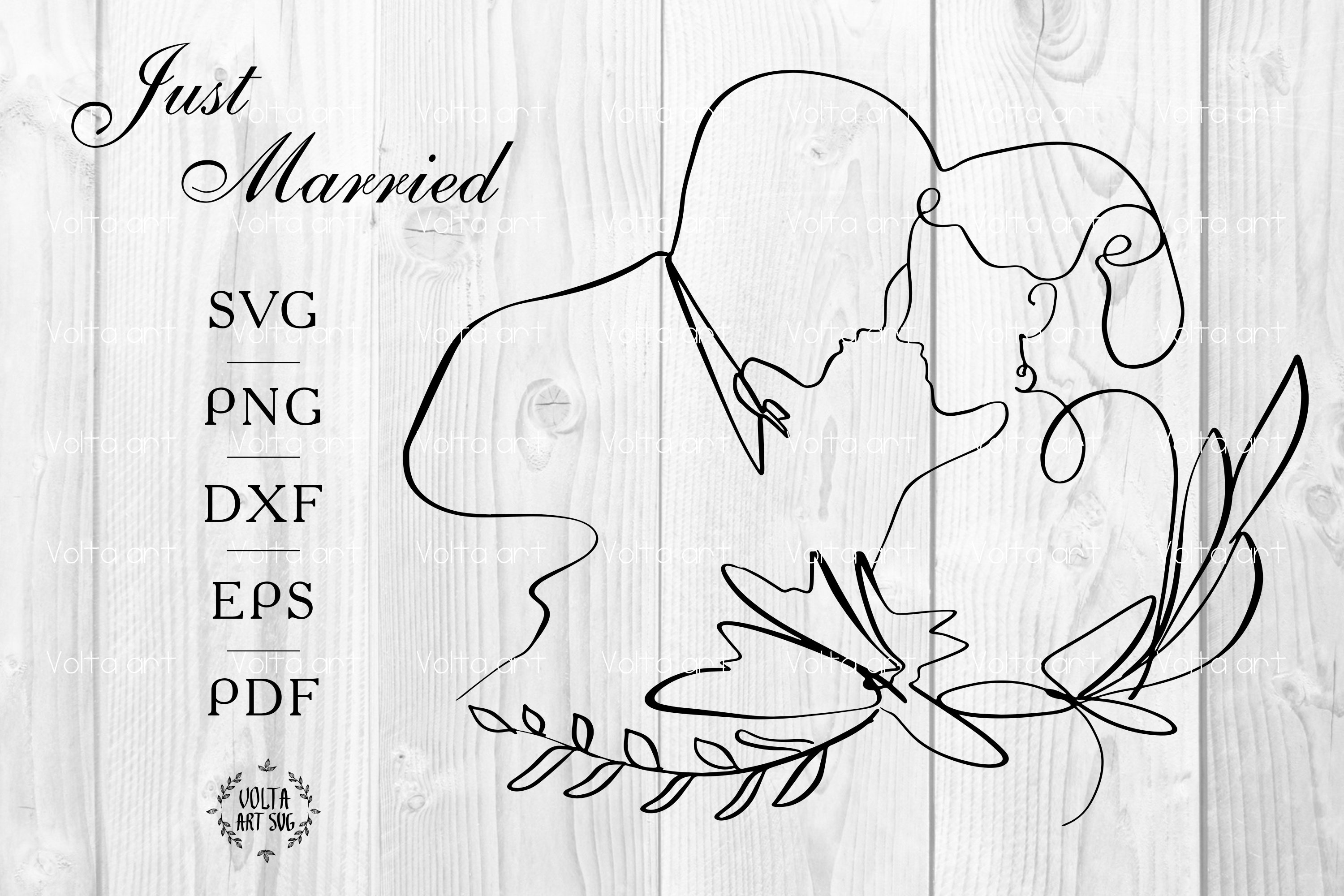 Married one line SVG. Hand drawn. One line Wedding Couple (1167819 ...