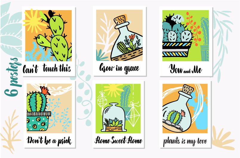 Cacti and succulents design set 140 (665444) | Illustrations | Design ...