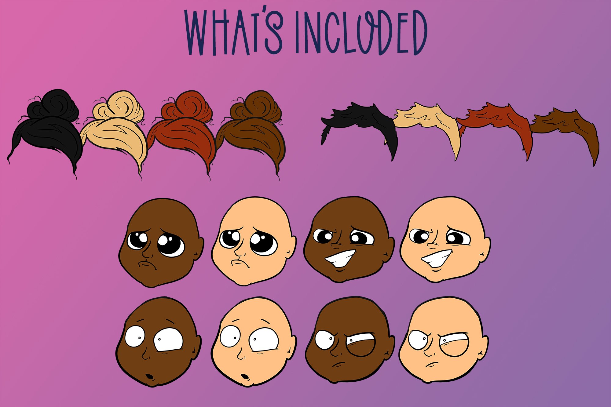 Facial Expression Bundle | Facial illustrations | Characters