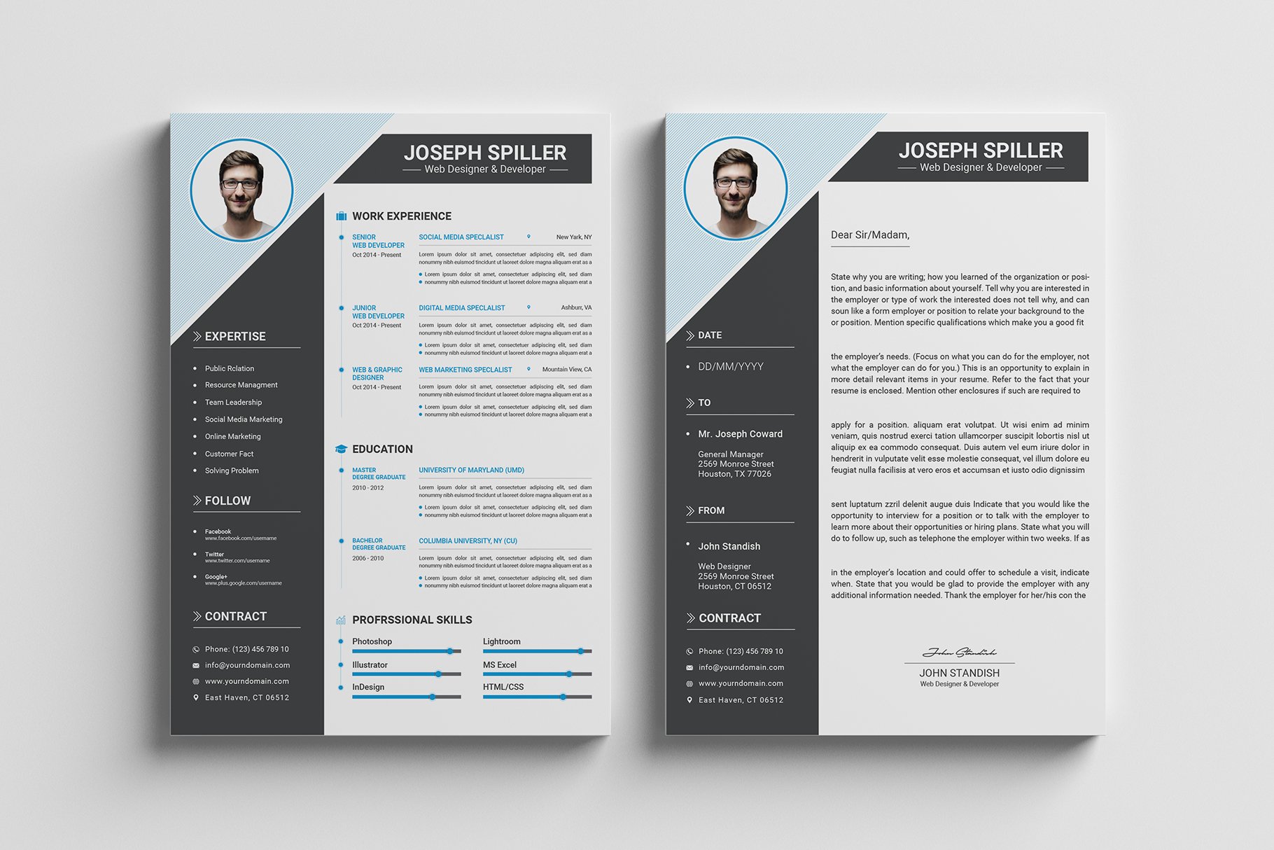 CV / resume cover letter and portfolio page template (711431) | Resume ...