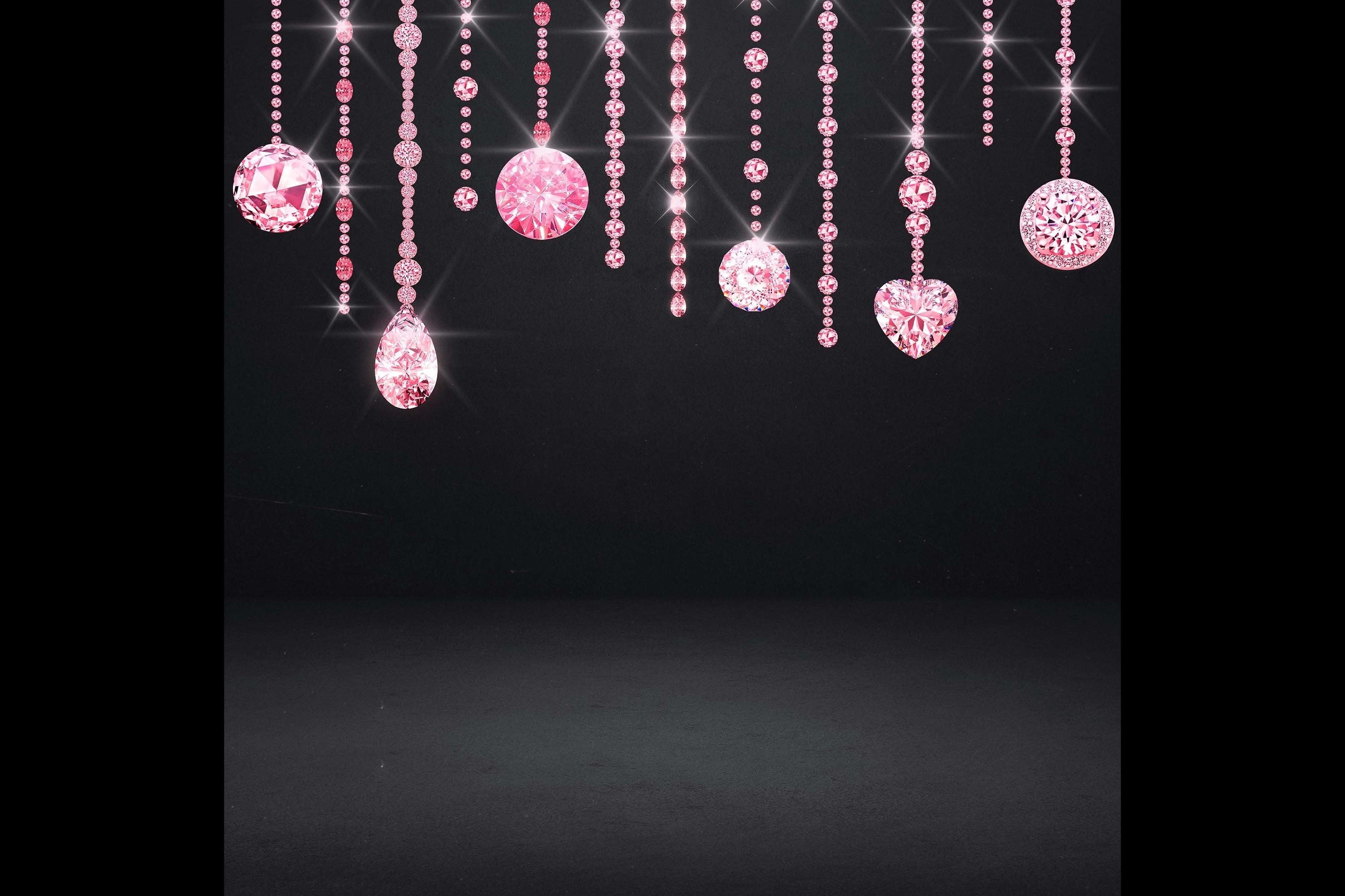 Pink Hanging Diamond String Hanging Set Digital Images PNG (300453 ...