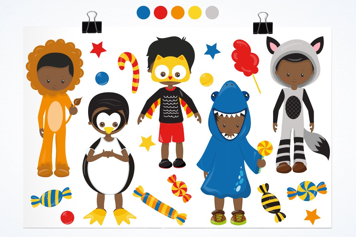 African American kids Boy Costume graphics - vectors