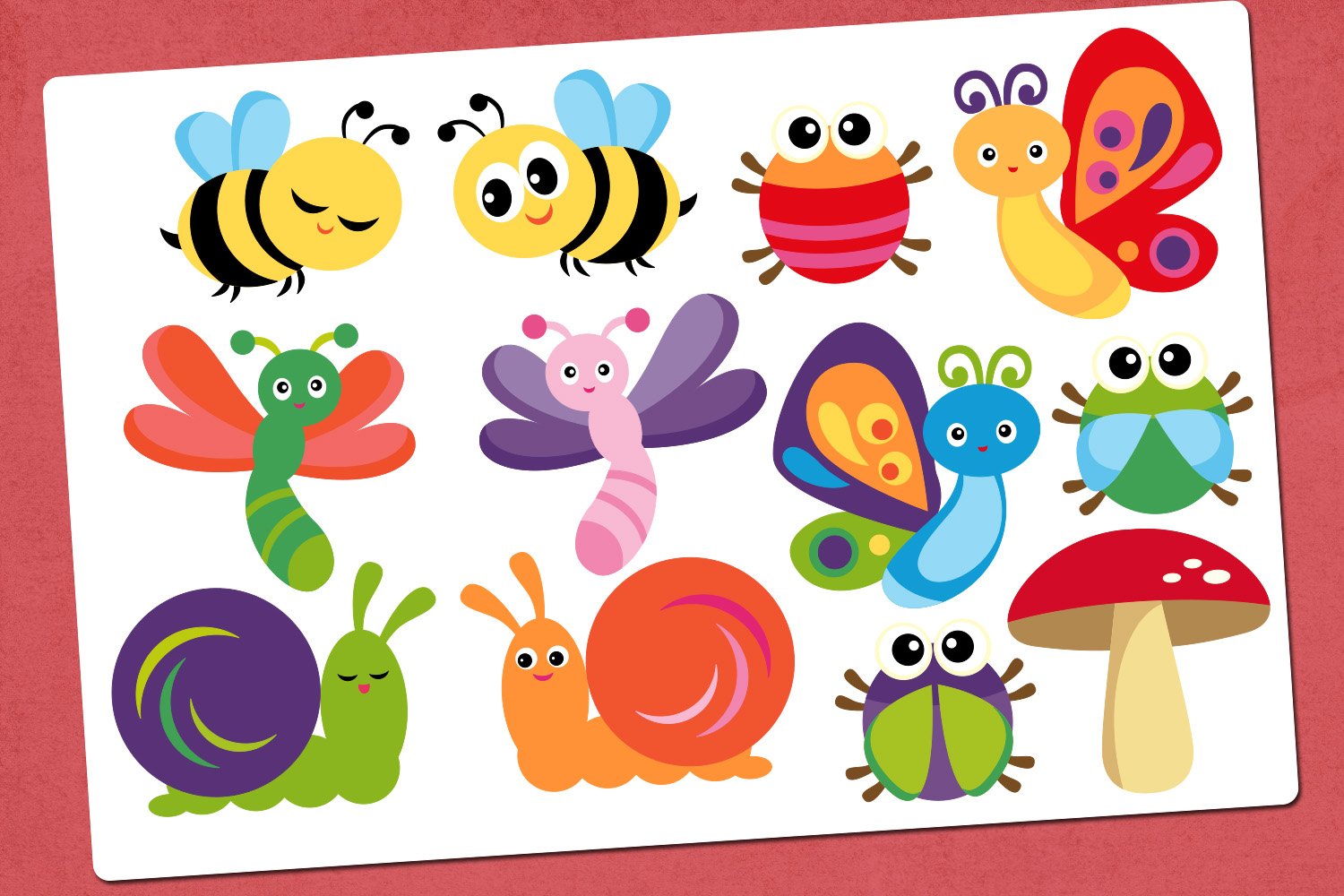 Spring Bugs Illustrations Clip Art