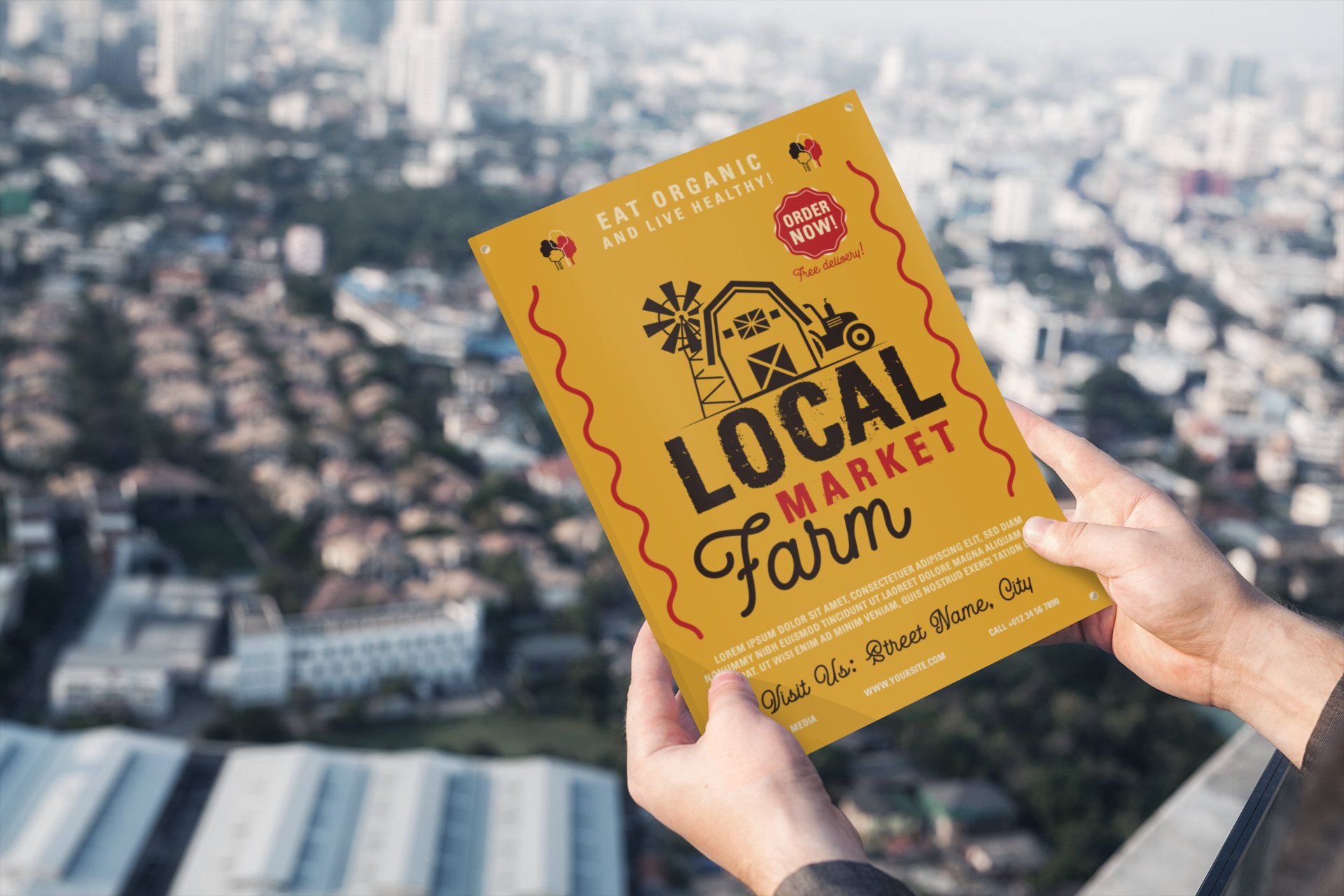 Local Farm Market Flyer Print Template Organic Bio DXF PSD (752028 ...