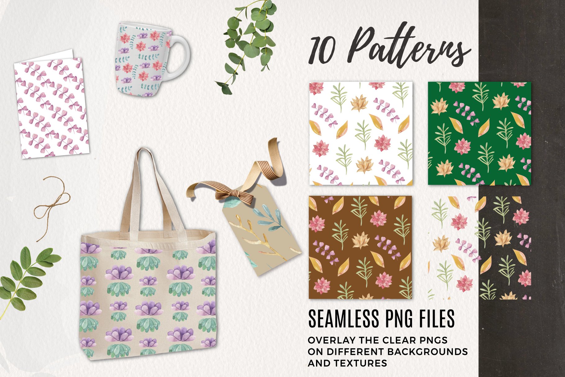 Succulent Seamless Patterns Digital Paper Watercolor Cacti