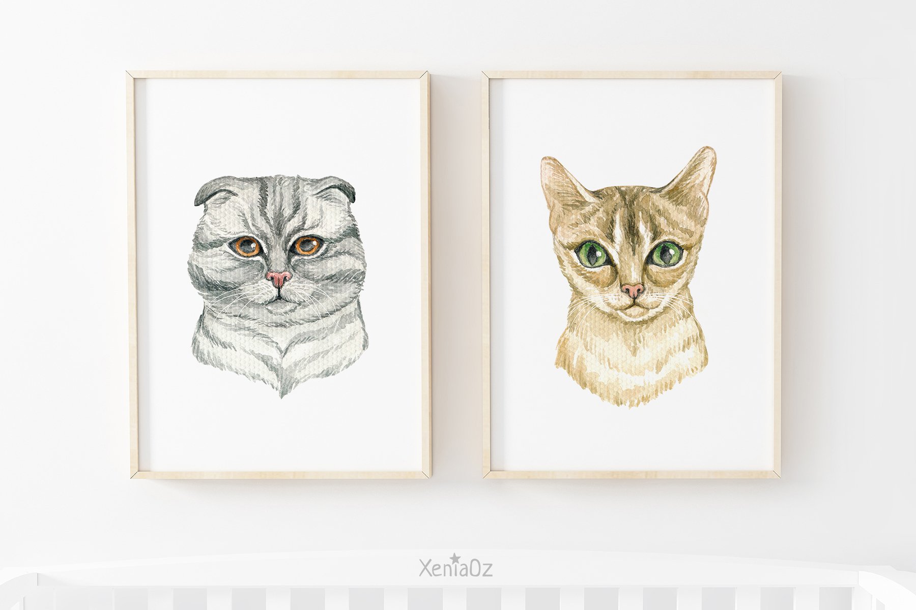 Set of 6 Watercolor Cats Prints, Animal Wall Decor (1212278 ...