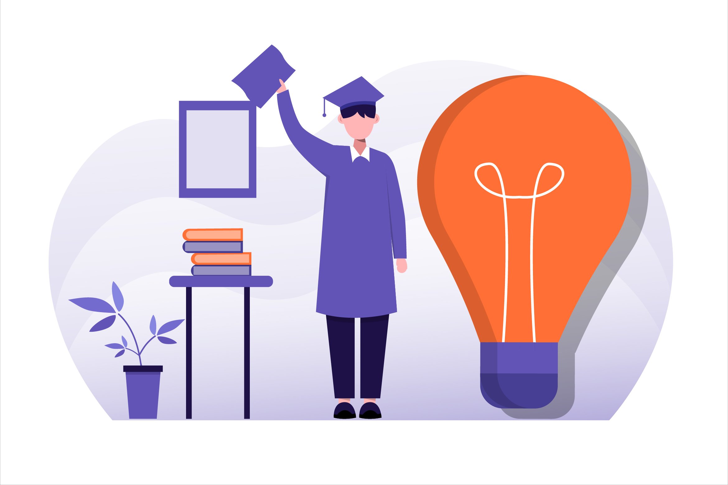 Student Idea Flat Vector Illustration (552169) | Illustrations | Design ...