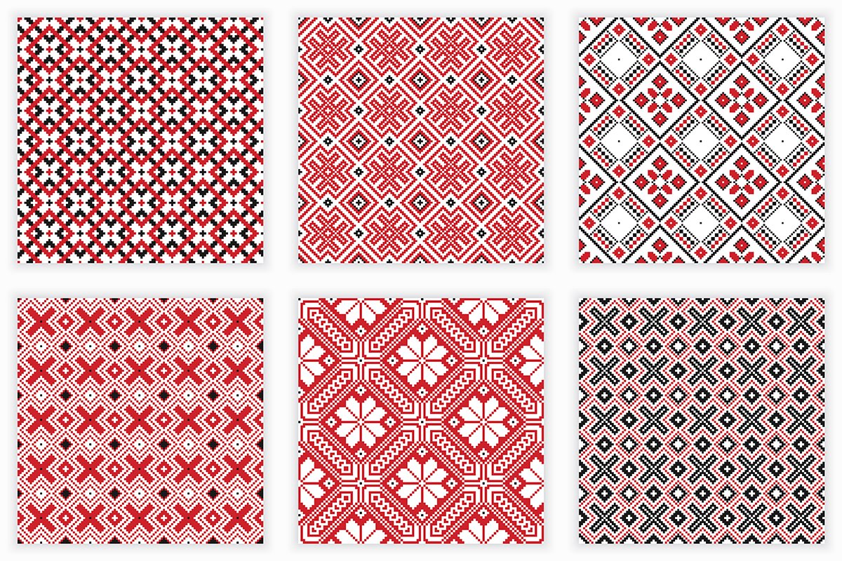 Slavic folk embroidery seamless patterns (1131226) | Patterns | Design ...