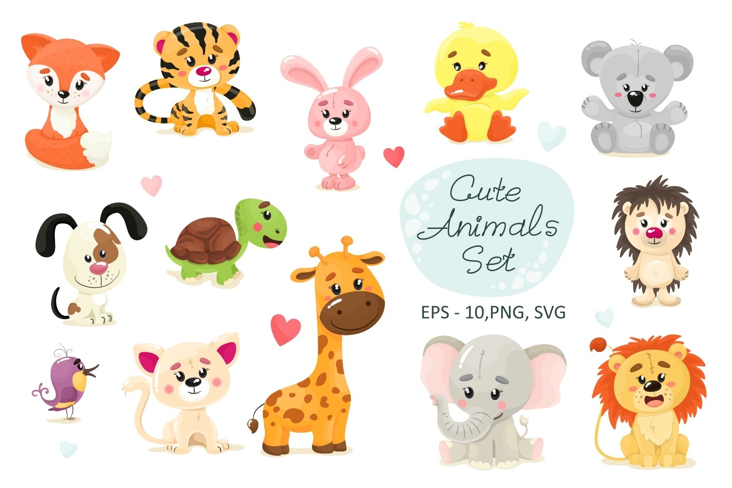 Cute animal set (513190) | Decorations | Design Bundles