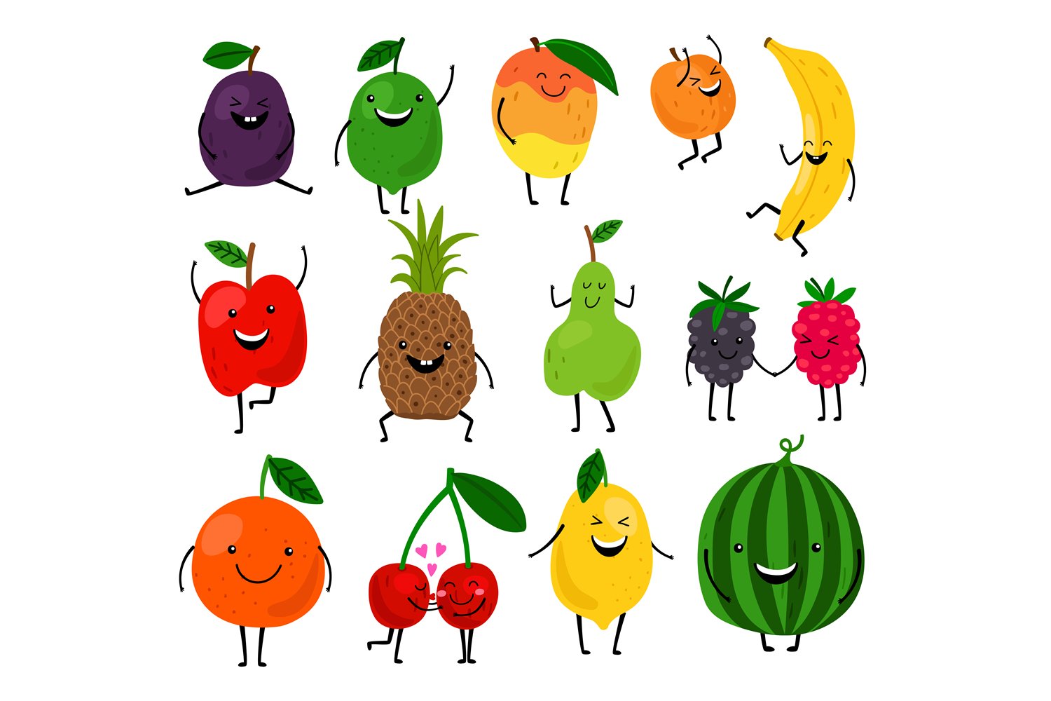 Cute fruit characters for kids (901821) | Characters | Design Bundles