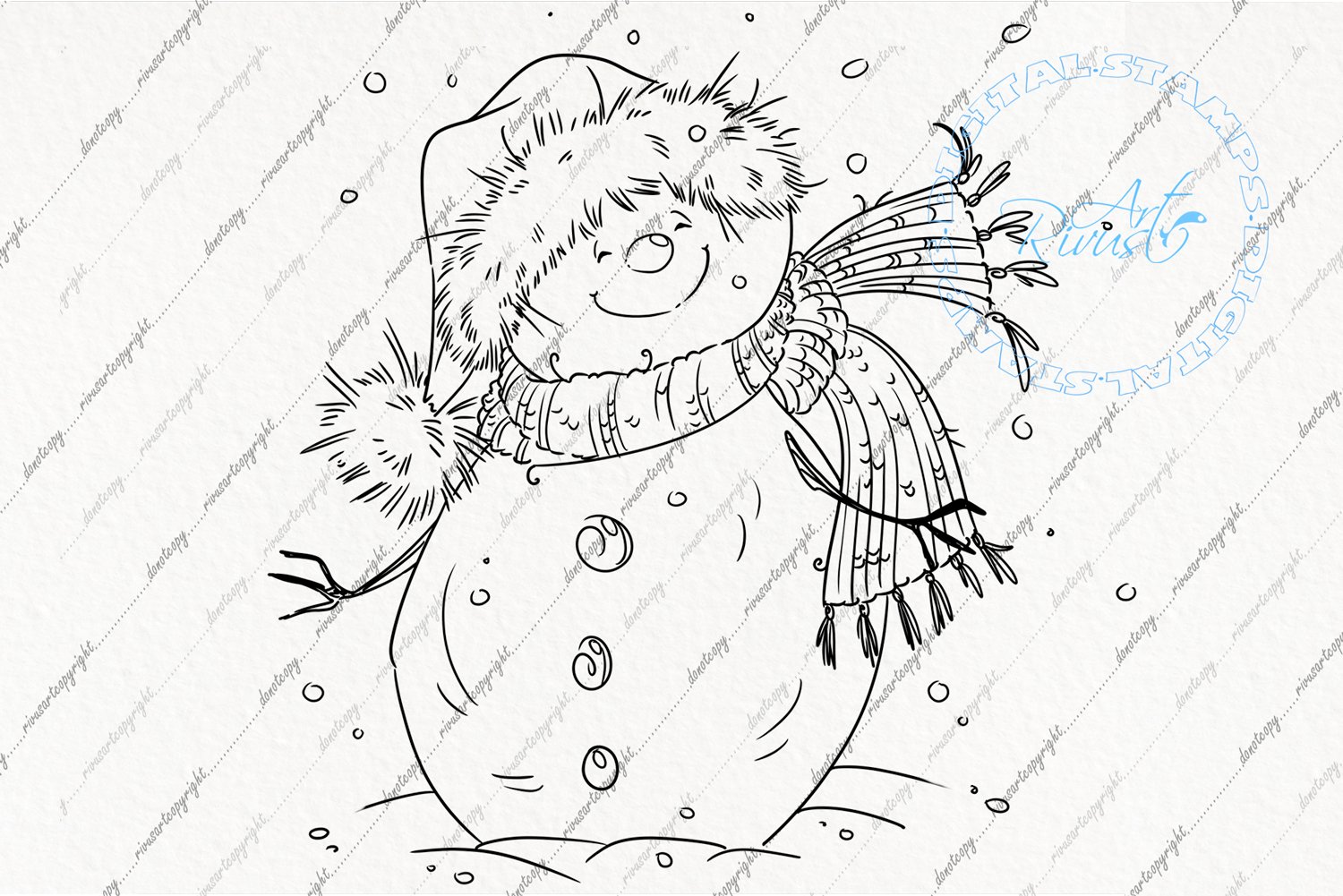 Digital stamp download - Christmas digi stamp, Cute Snowman (314689 ...