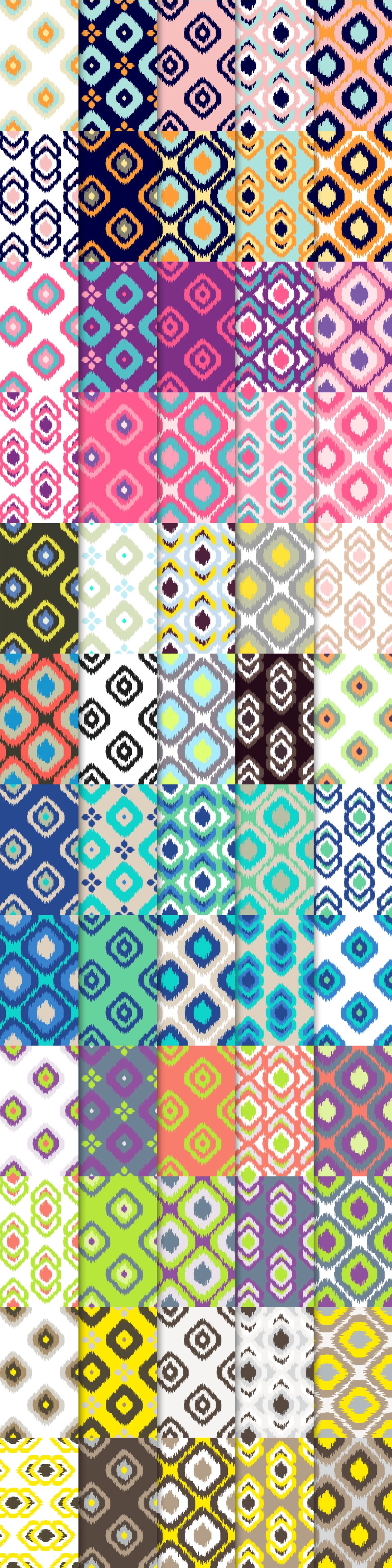 60 Ikat Seamless Vector Patterns (28214) | Textures | Design Bundles